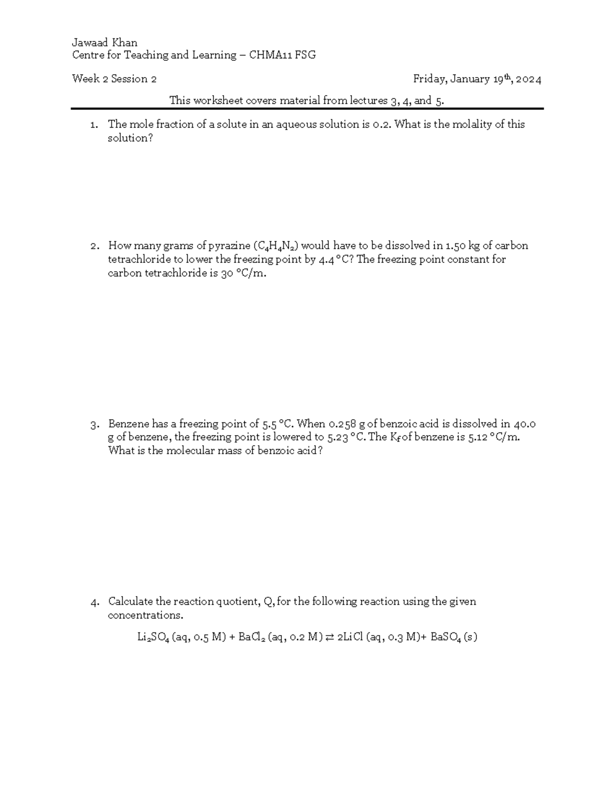 Week 2 Session 2 - FSG - Jawaad Khan Centre for Teaching and Learning – CHMA11 FSG Week 2 ...