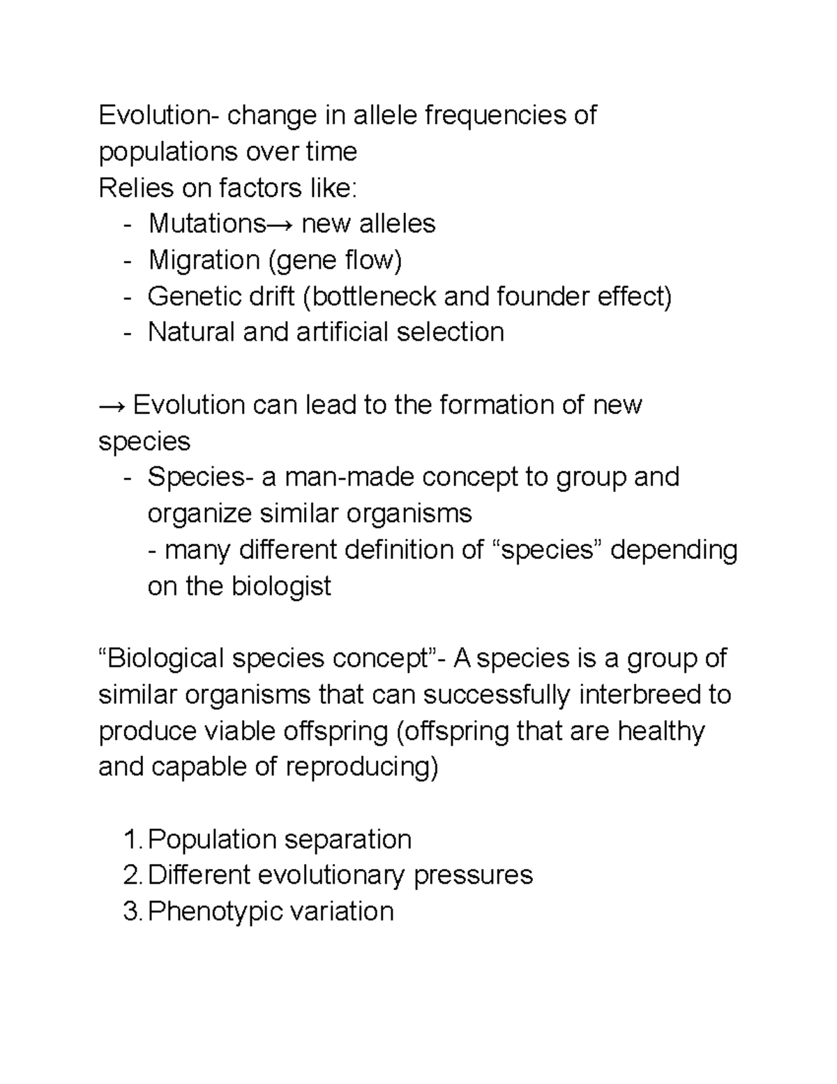CH13 Evidence of Evolution - Evolution- change in allele frequencies of ...