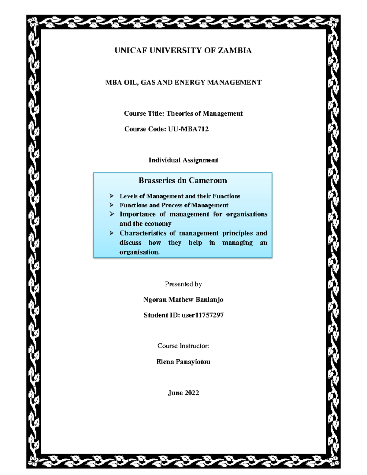 Individual Assignment for Week 1 - Theories of Management - UNICAF ...