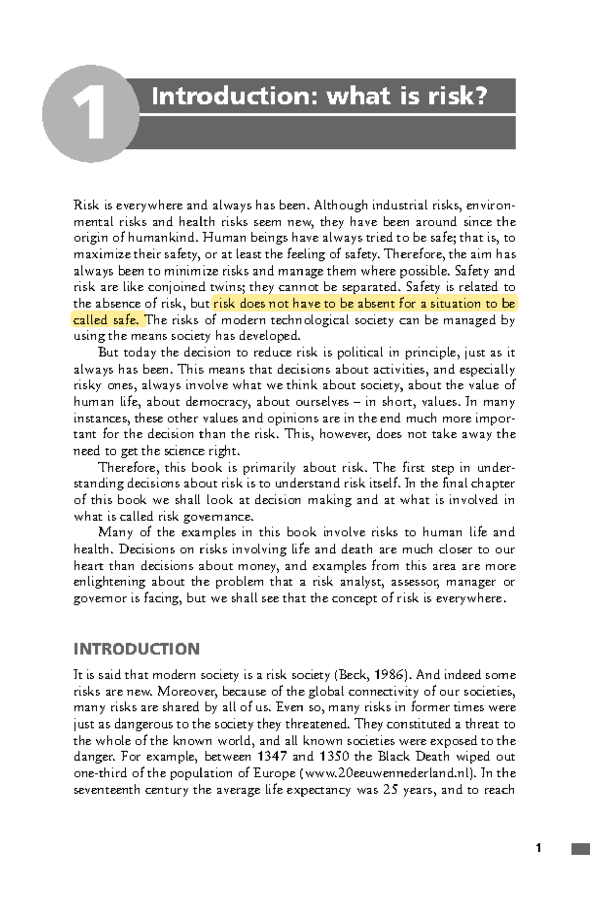 3.1paper intro to risk - Risk is everywhere and always has been ...