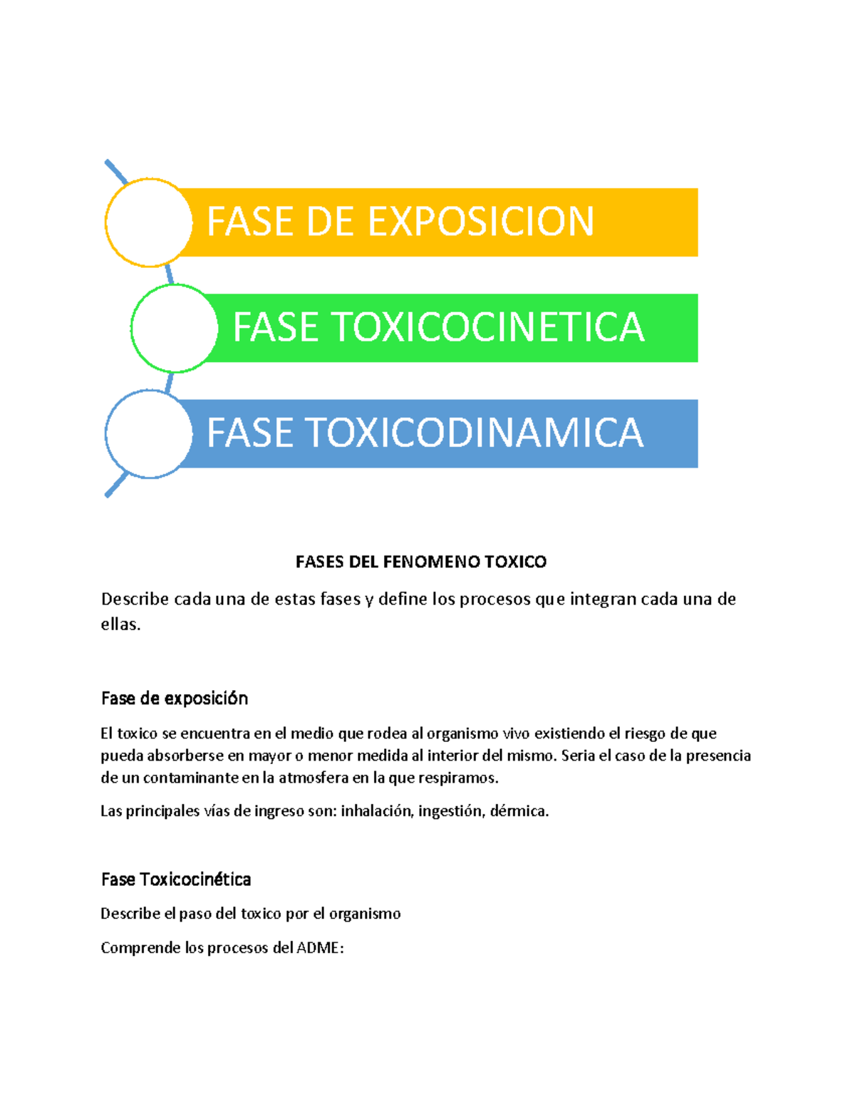 Fases DEL Fenomeno Toxico - FASES DEL FENOMENO TOXICO Describe cada una ...