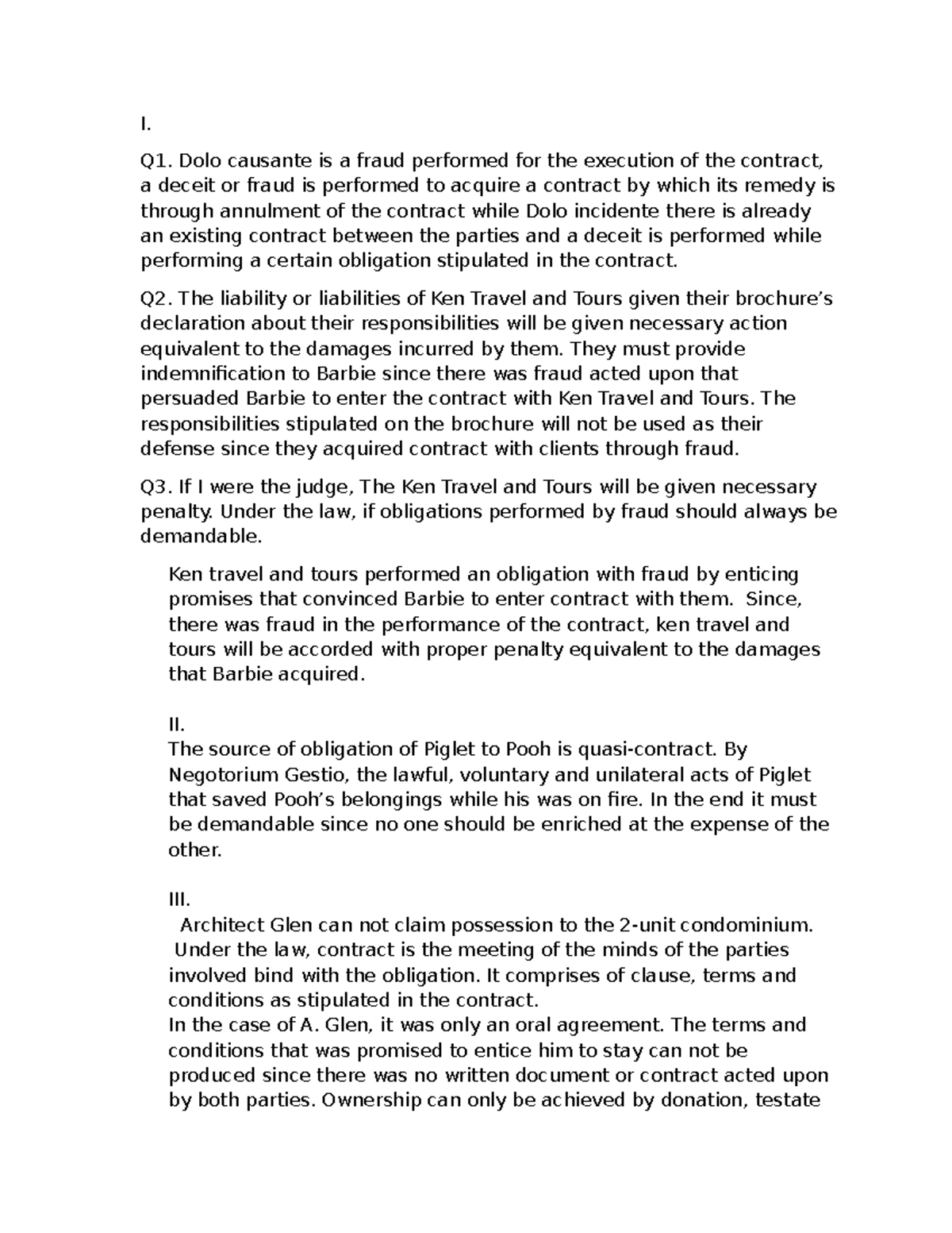 Cosmod Premid- Oblicon JDC502 - I. Q1. Dolo causante is a fraud ...