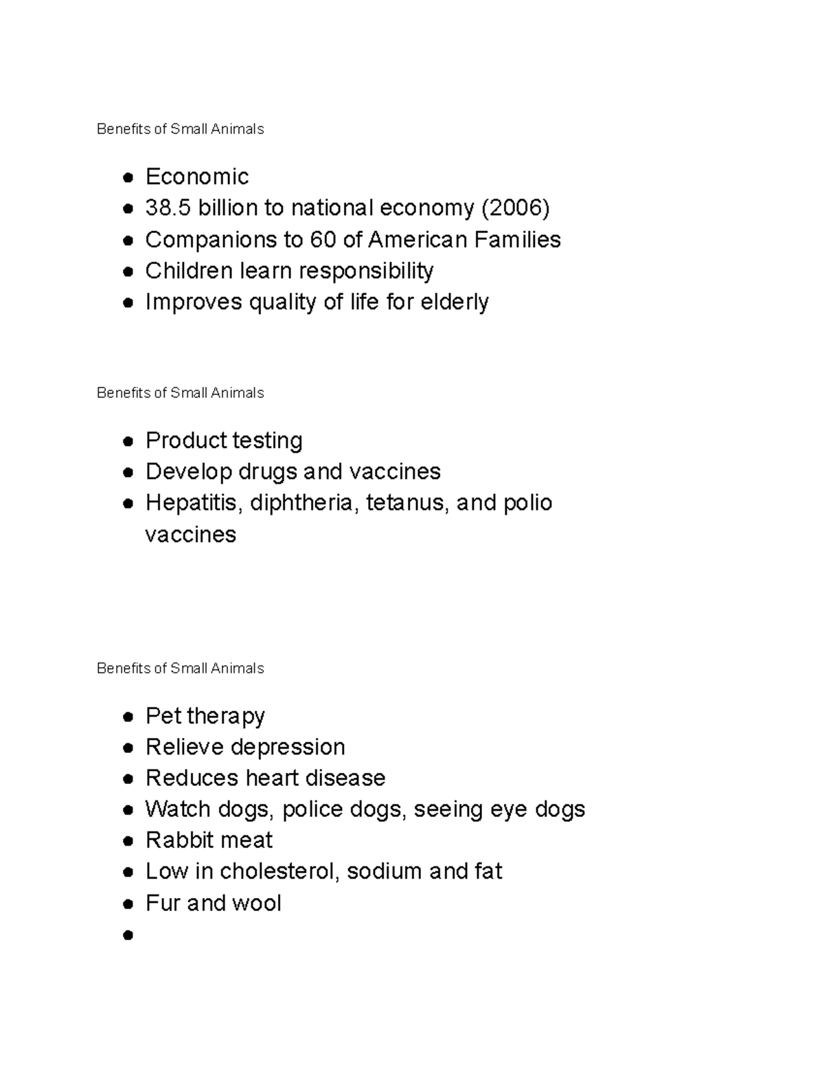 Animal nutriton-small animals - Benefits of Small Animals Economic 38 ...