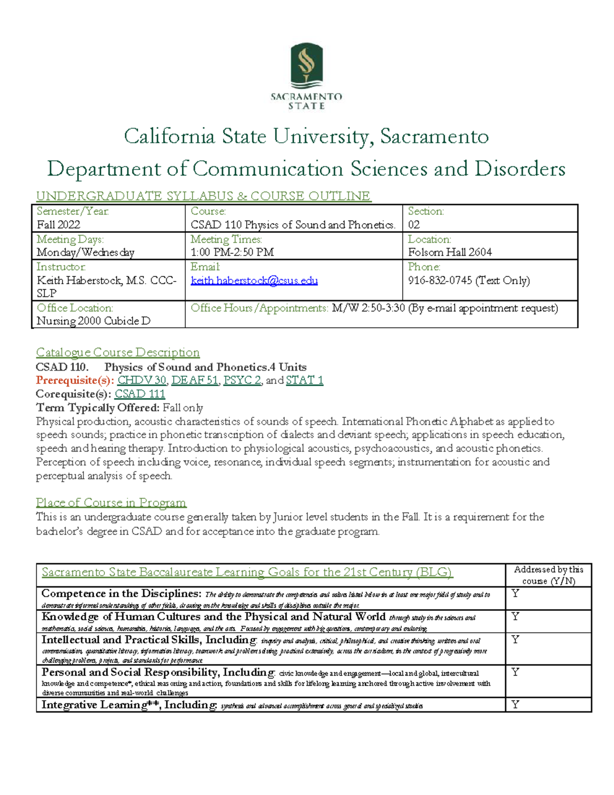 Syllabus CSAD-110-02 - study guide - California State University ...