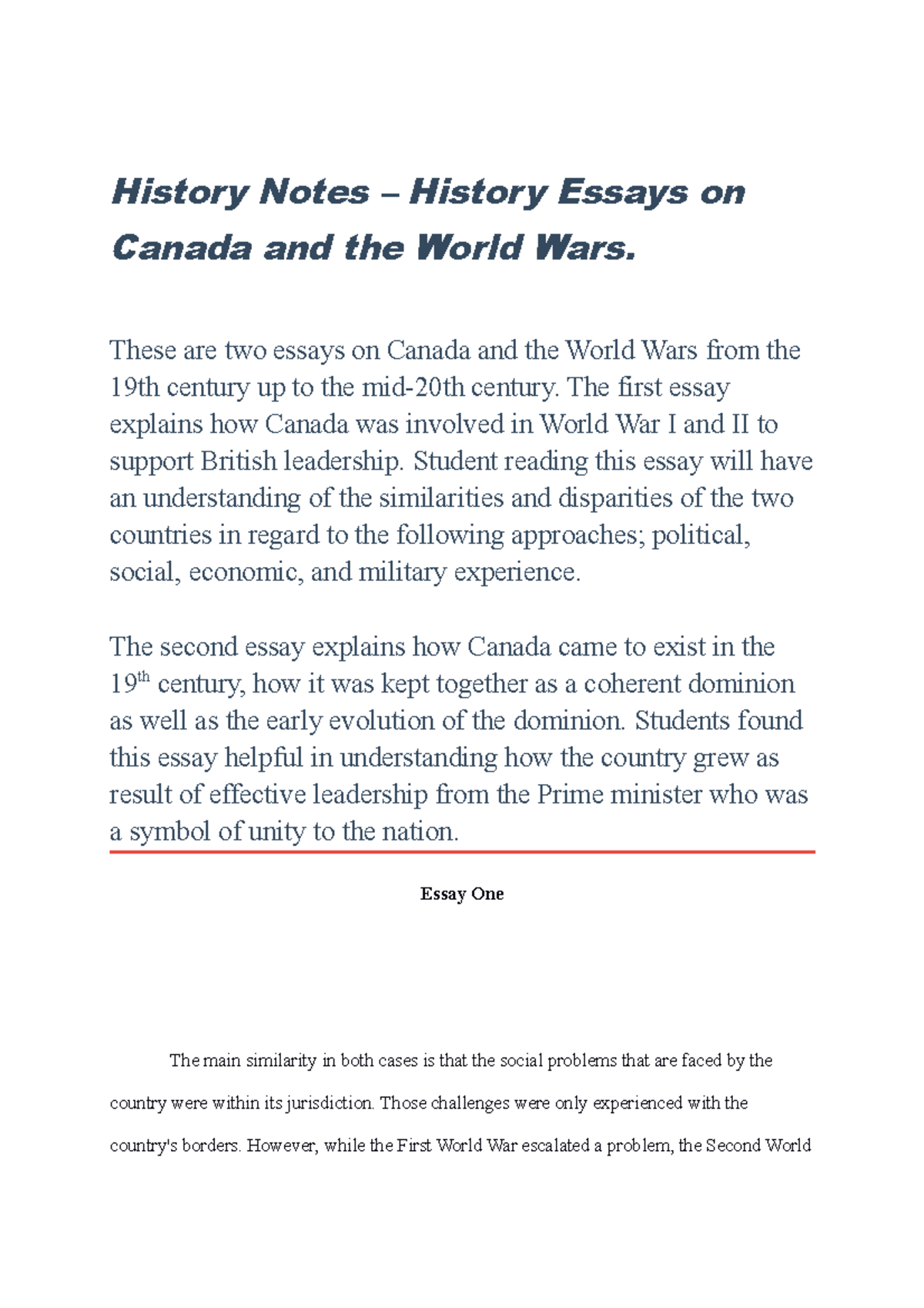 93history-lecture notes on-canada-and-the-world-wars - History Notes ...
