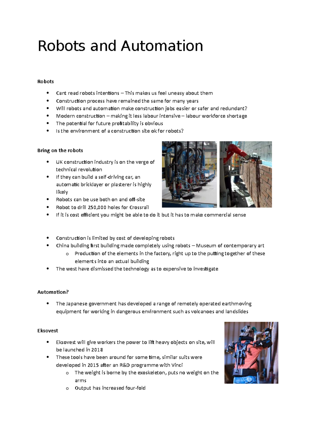 Lecture 6 - Robots and Automation - Robots and Automation Robots Cant ...