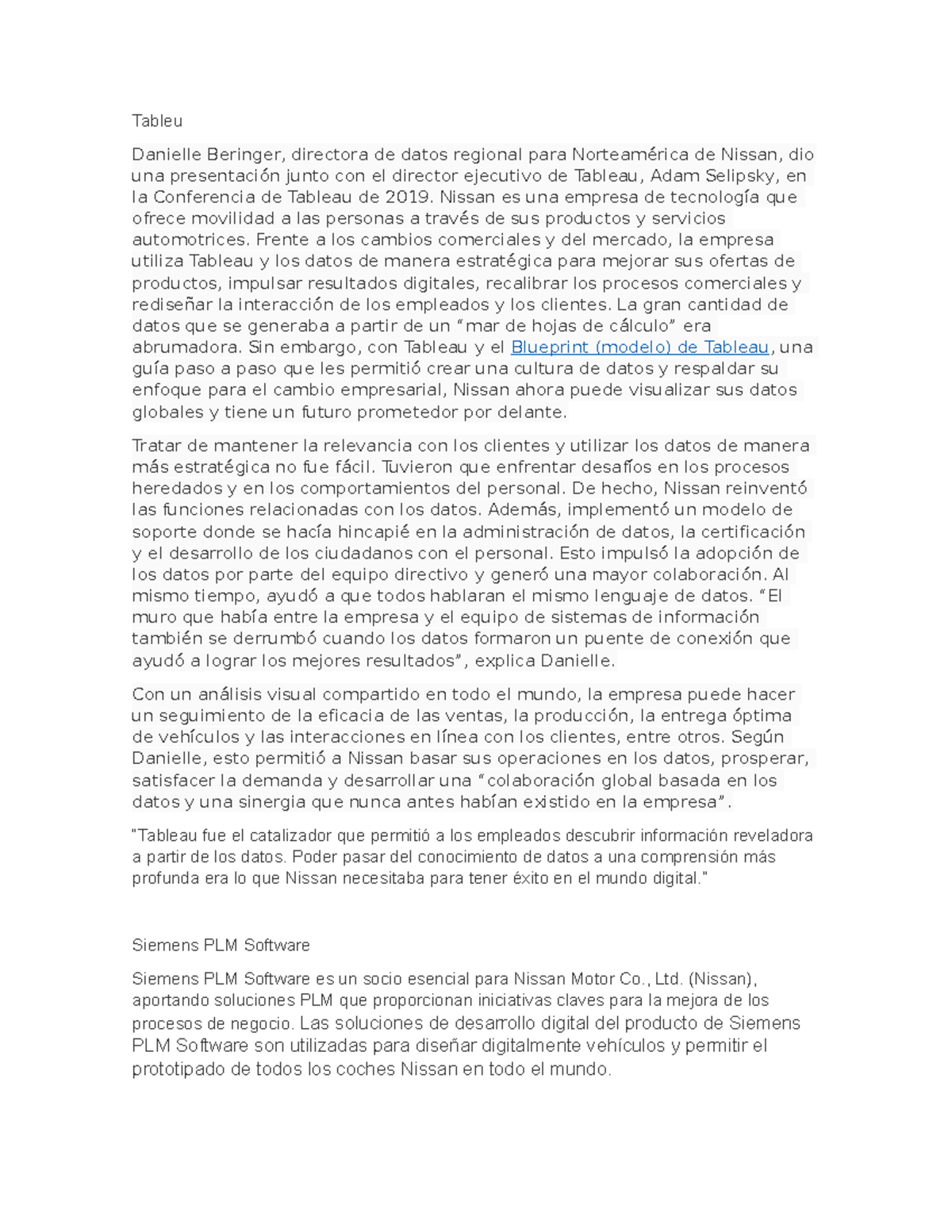 Tableu sistemas info - Sistema de Info de NISSAN resumen - Tableu ...