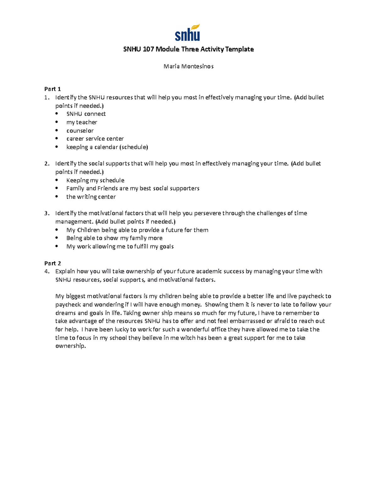 SNHU 107 Module Three Activity Template - SNHU 107 Module Three ...