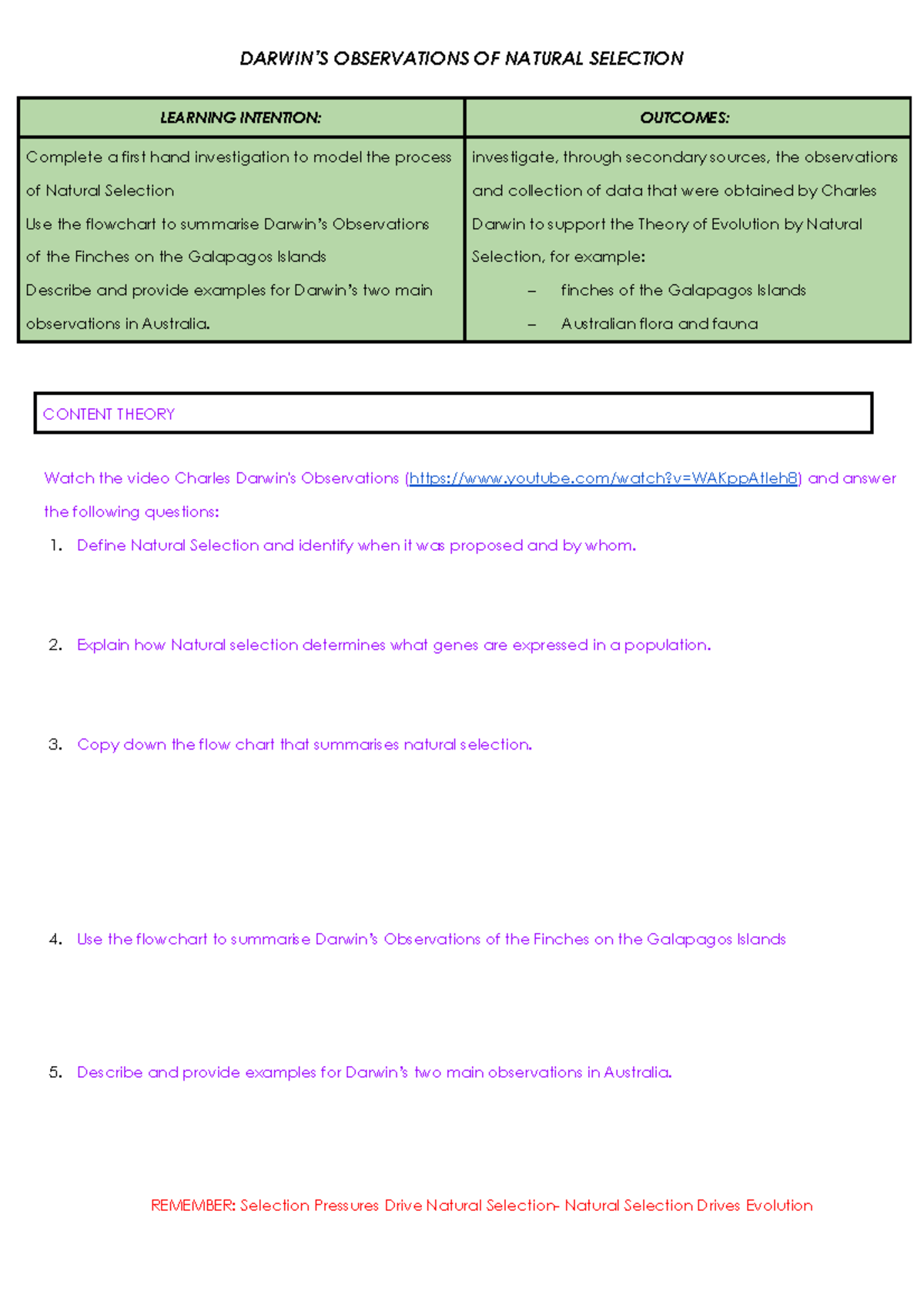11 BIO Module 3 Lesson 4 Darwin’S Observations OF Natural Selection ...