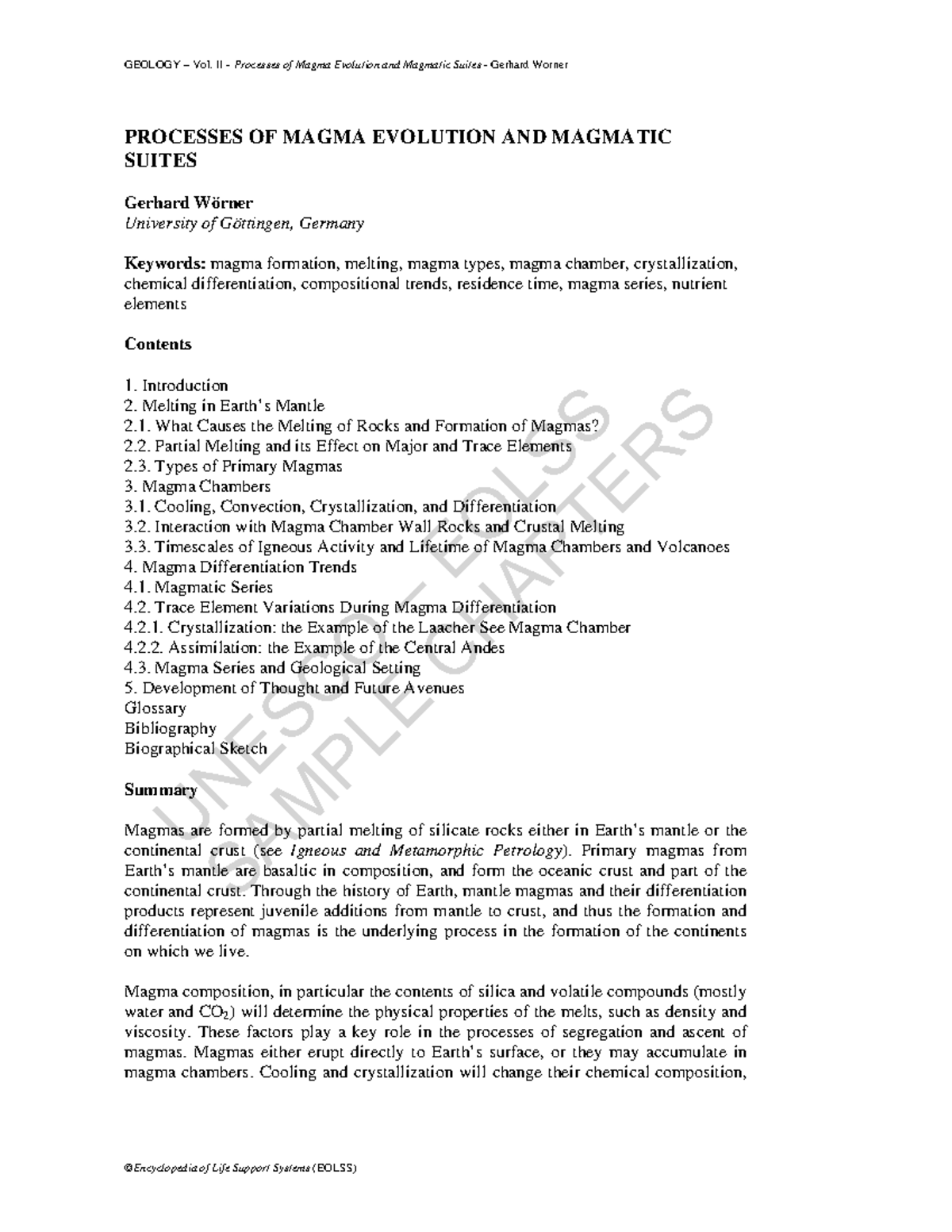 Magma process process - UNESCO – EOLSS SAMPLE CHAPTERS PROCESSES OF ...