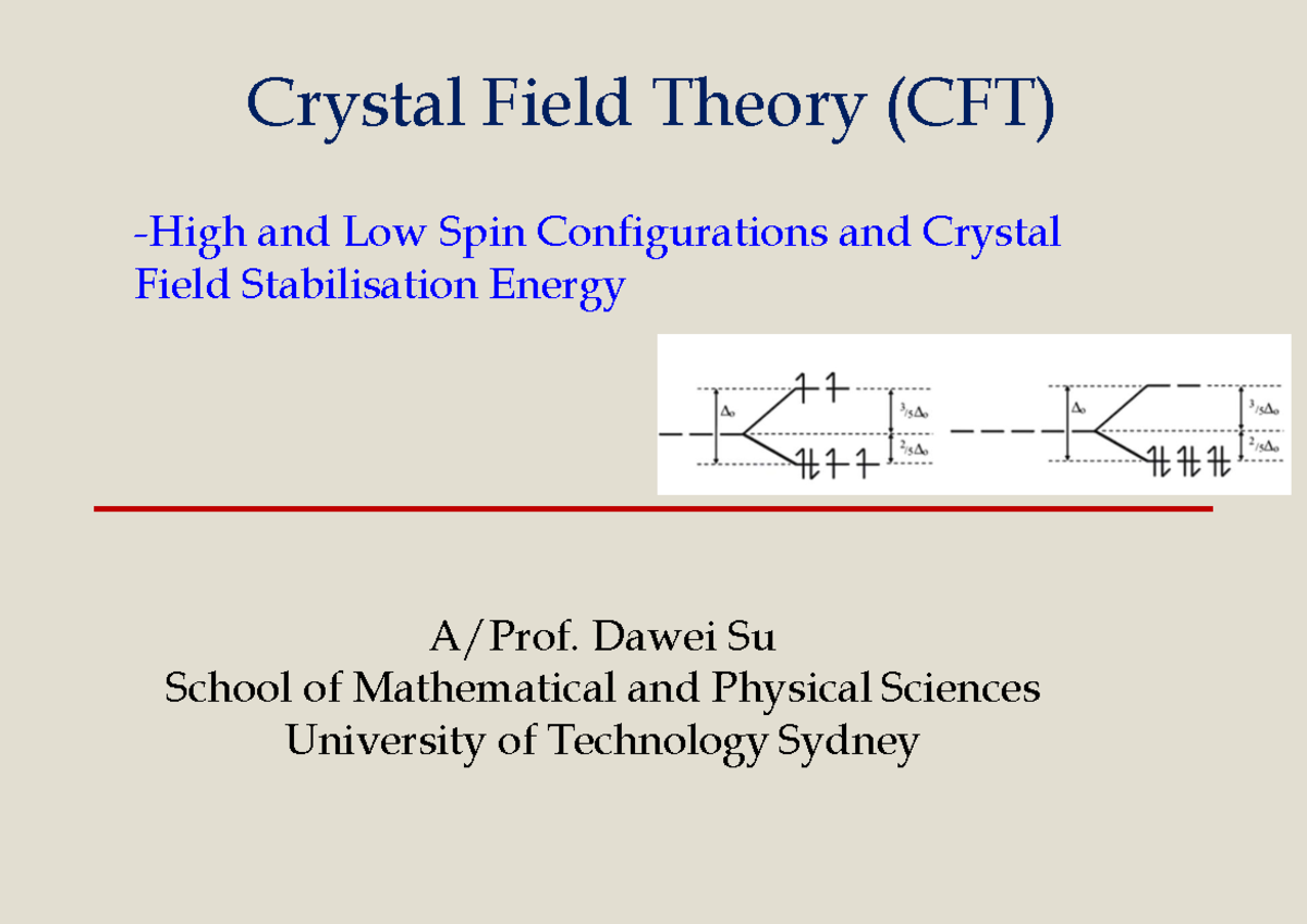 Week 6 High and Low Spin Configurations and Crystal Field Stabilisation ...