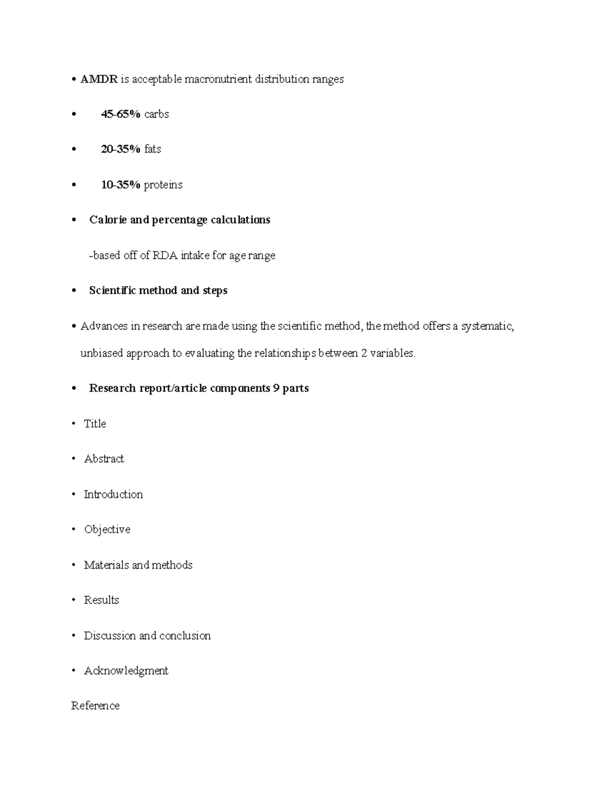 Nutrition 2 - AMDR is acceptable macronutrient distribution ranges 45 ...