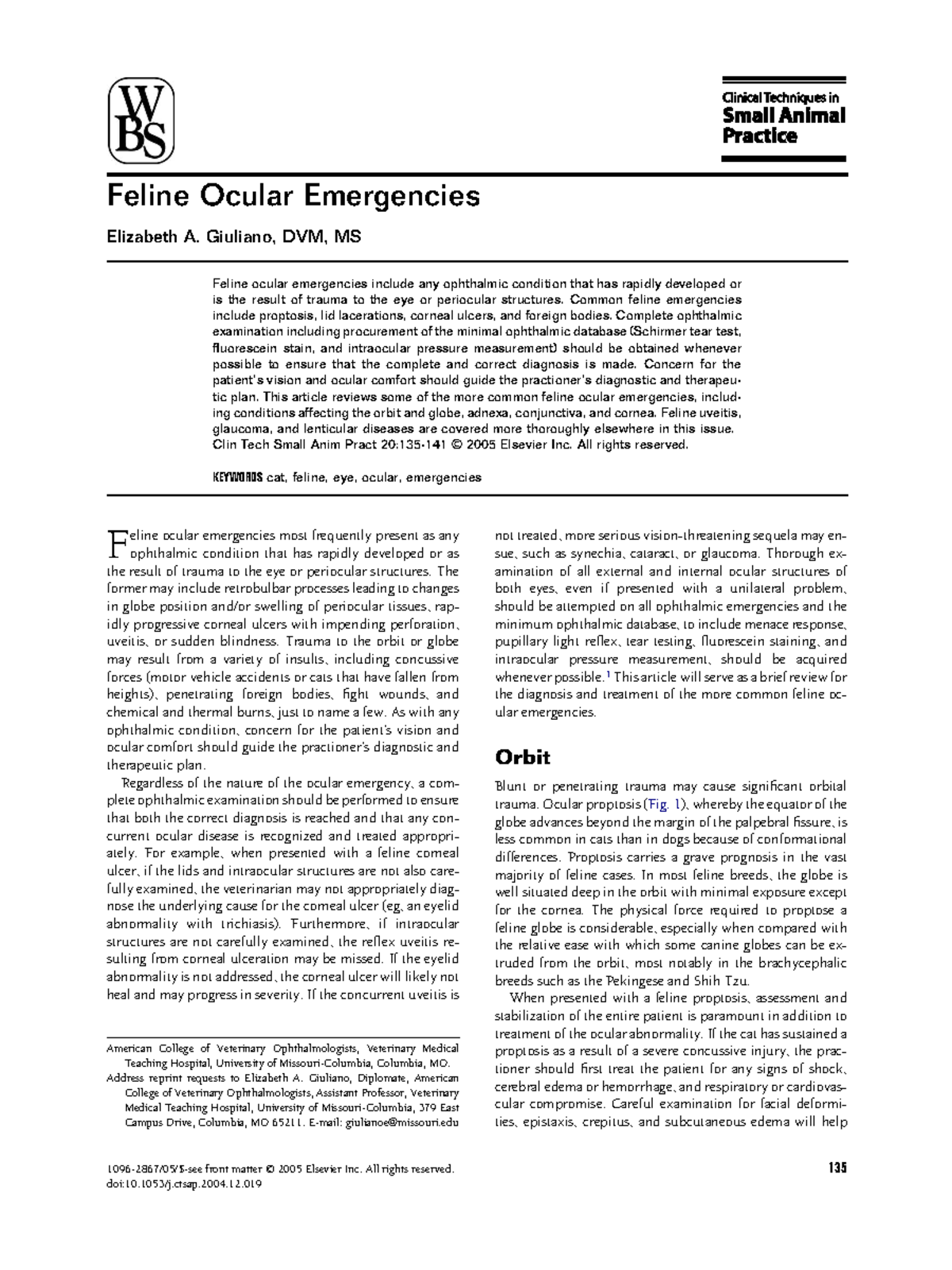 Giuliano 2005 - emergencias oculares felinas - Feline Ocular ...