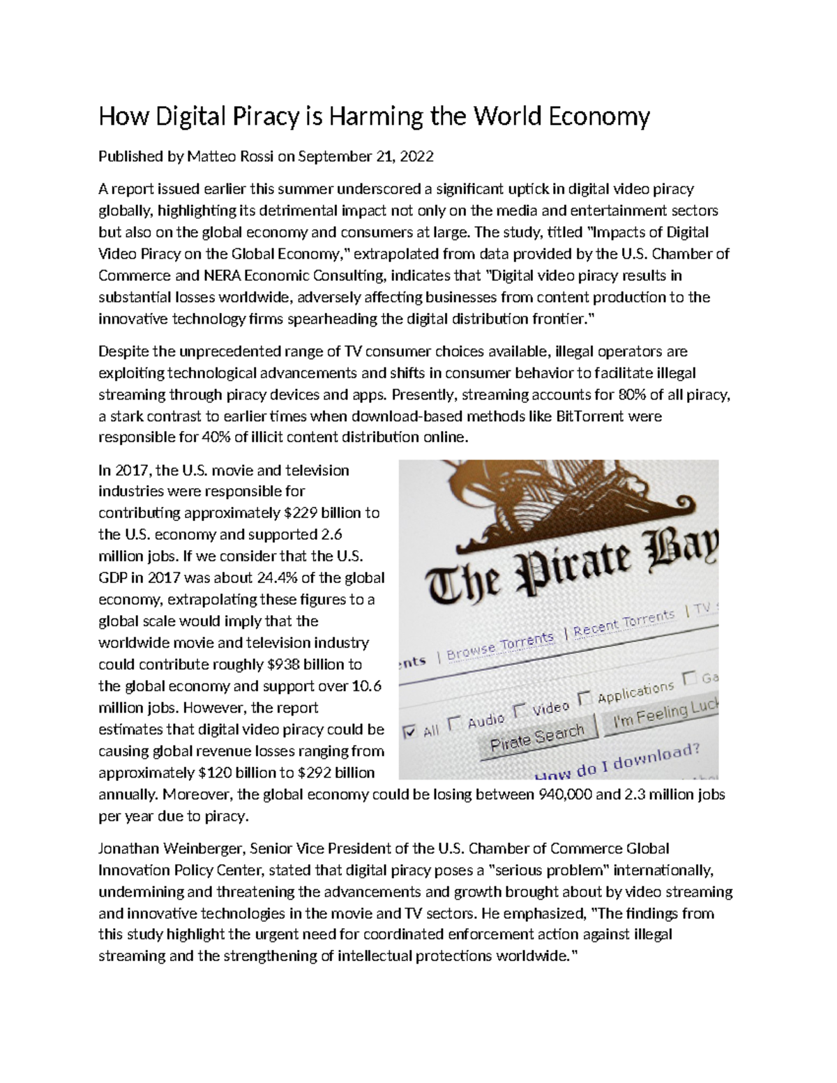 Pre-reading Text #2 for RQ2 - How Digital Piracy is Harming the World ...