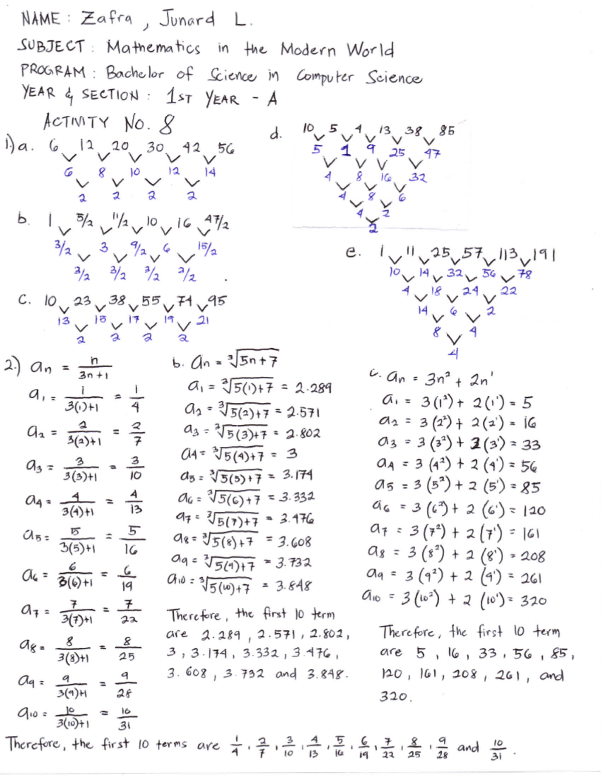 Mathematics in the Modern World (Activity 8) - Studocu