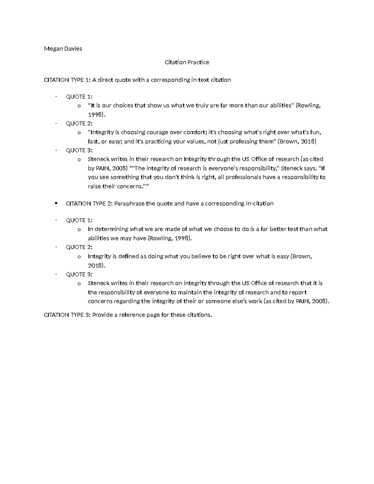 Citation Practice - Practicing how to cite different topics in MLA ...