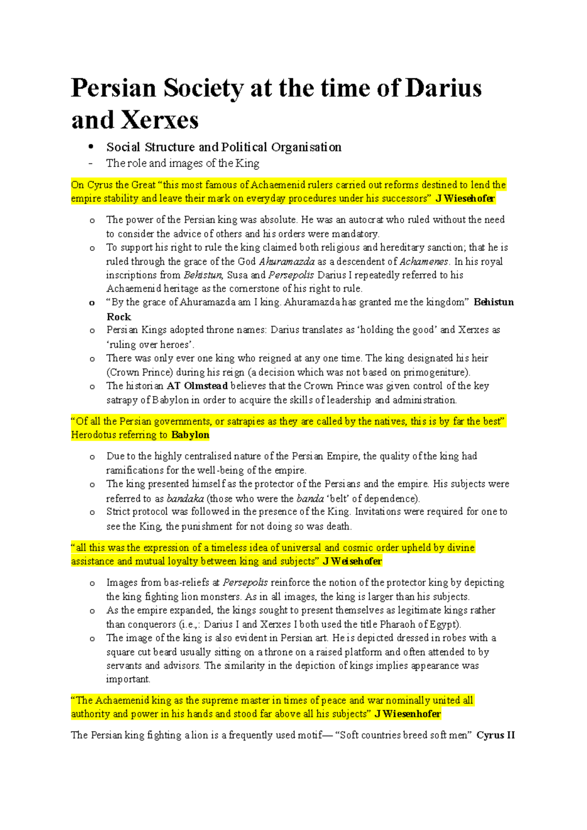 Persian Society at the time of Darius and Xerxes - Persian Society at ...