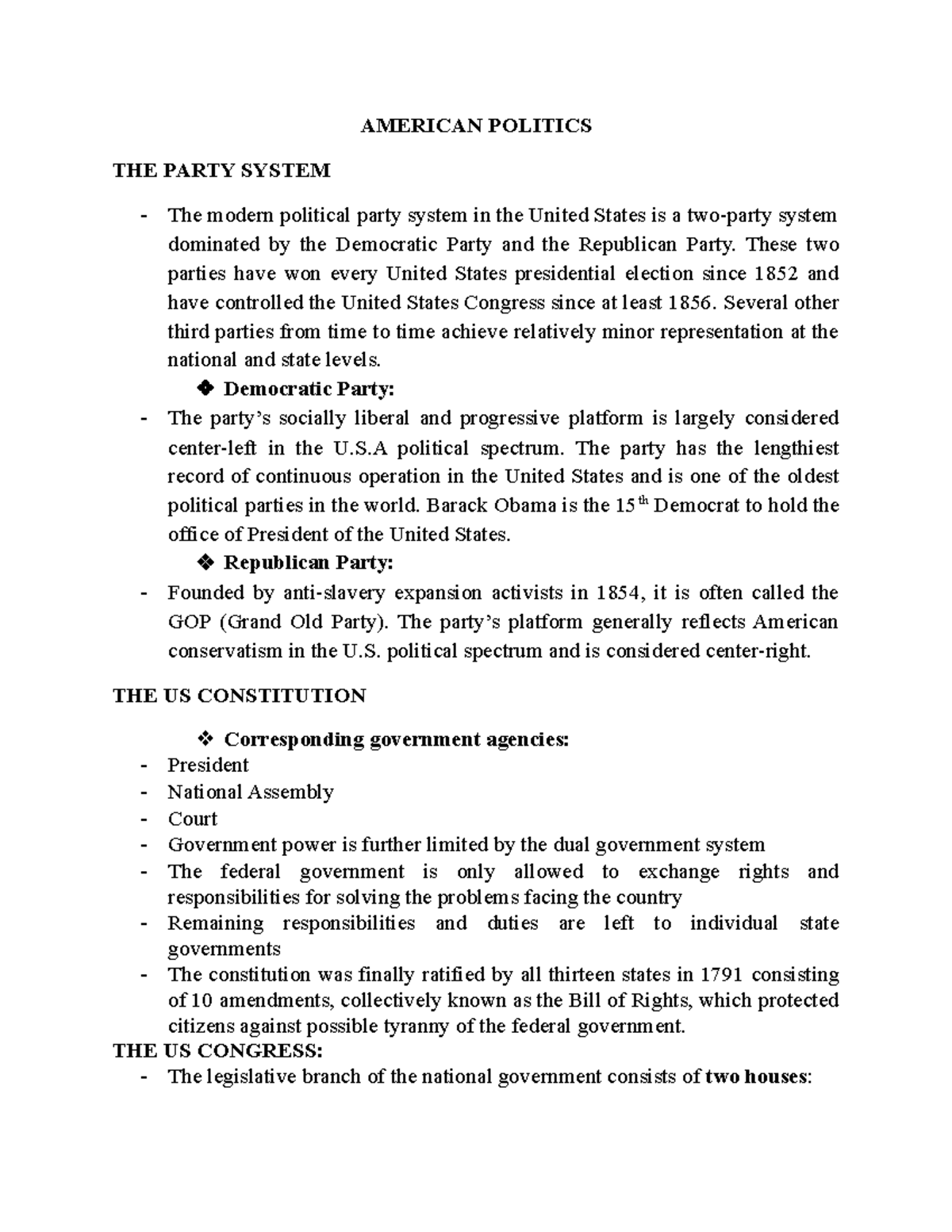 American Politics - AMERICAN POLITICS THE PARTY SYSTEM The modern ...