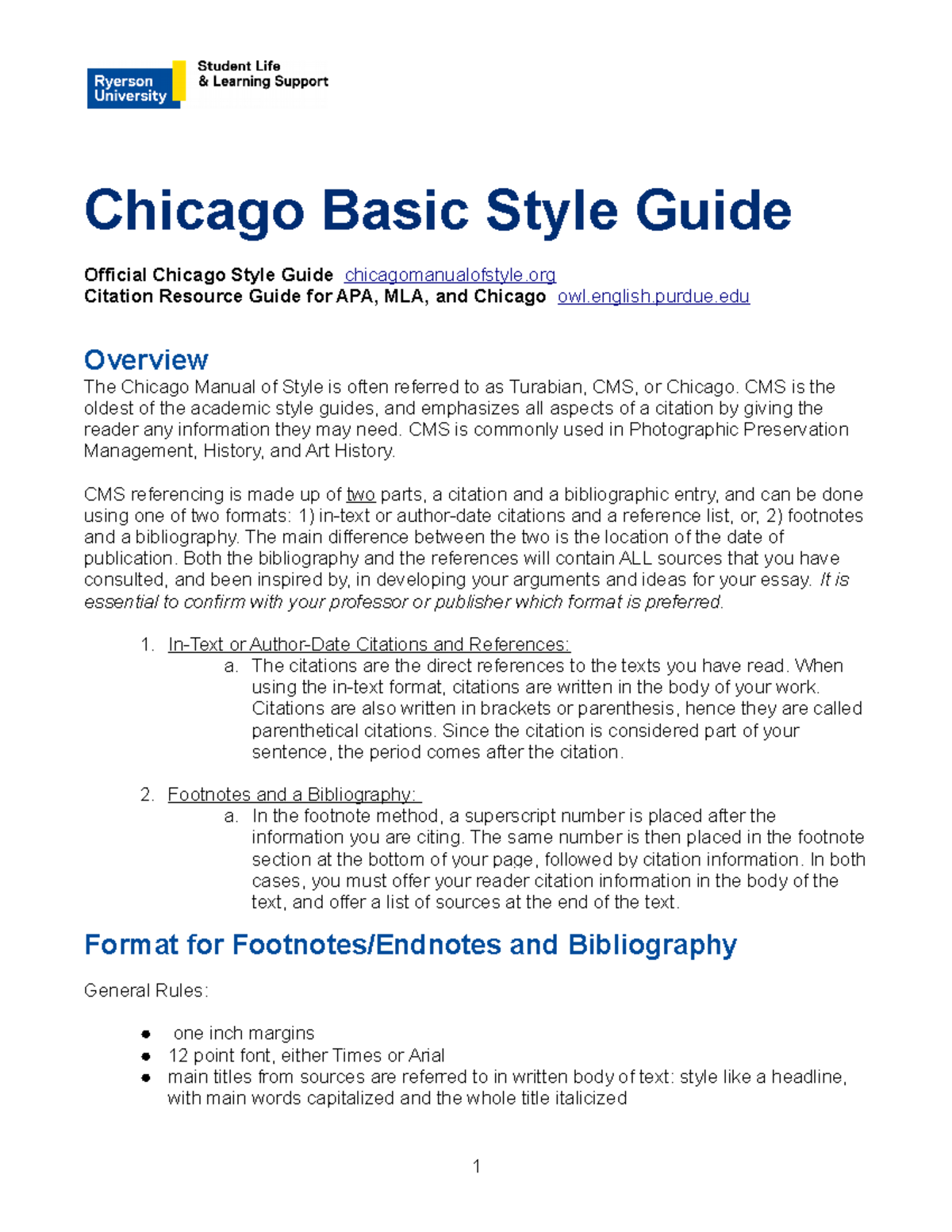 Chicago Basic Style Guide Chicago Basic Style Guide Official Chicago