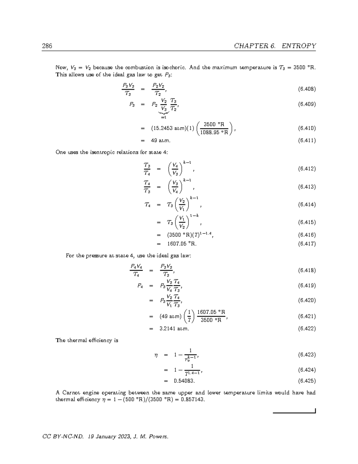Thermodynamics Lecture 12 - 286 CHAPTER 6. ENTROPY Now, V 3 = V 2 ...