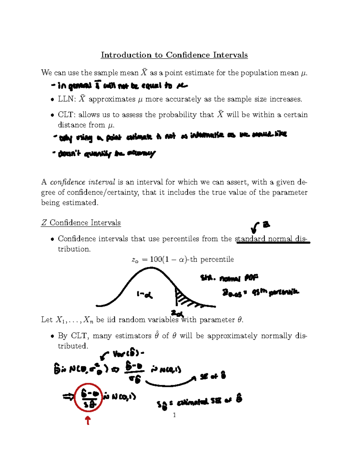 Math 3200 Chapter 7 Notes - Introduction to Confidence Intervals We can ...