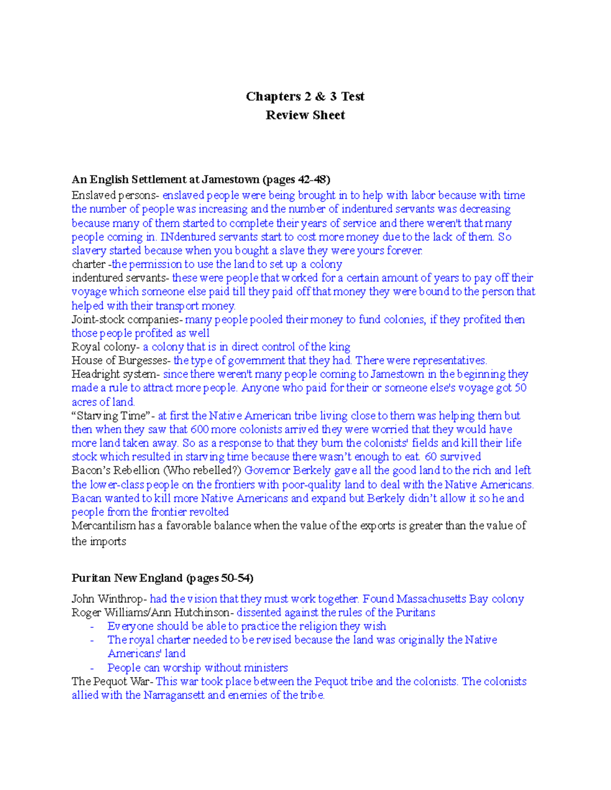 Chapters 2 and 3 Test - Chapters 2 & 3 Test Review Sheet An English ...