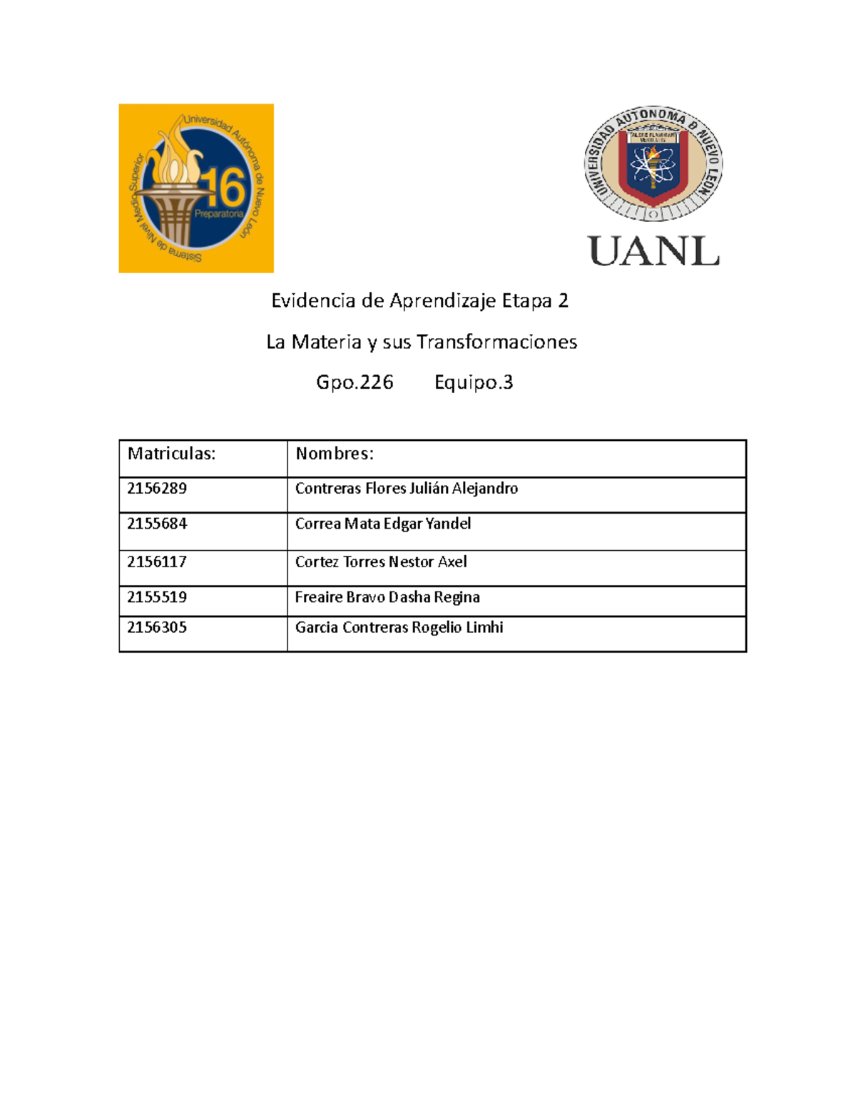 Equipo 3 E2 LMy T - Evidencia de Aprendizaje Etapa 2 La Materia y sus ...