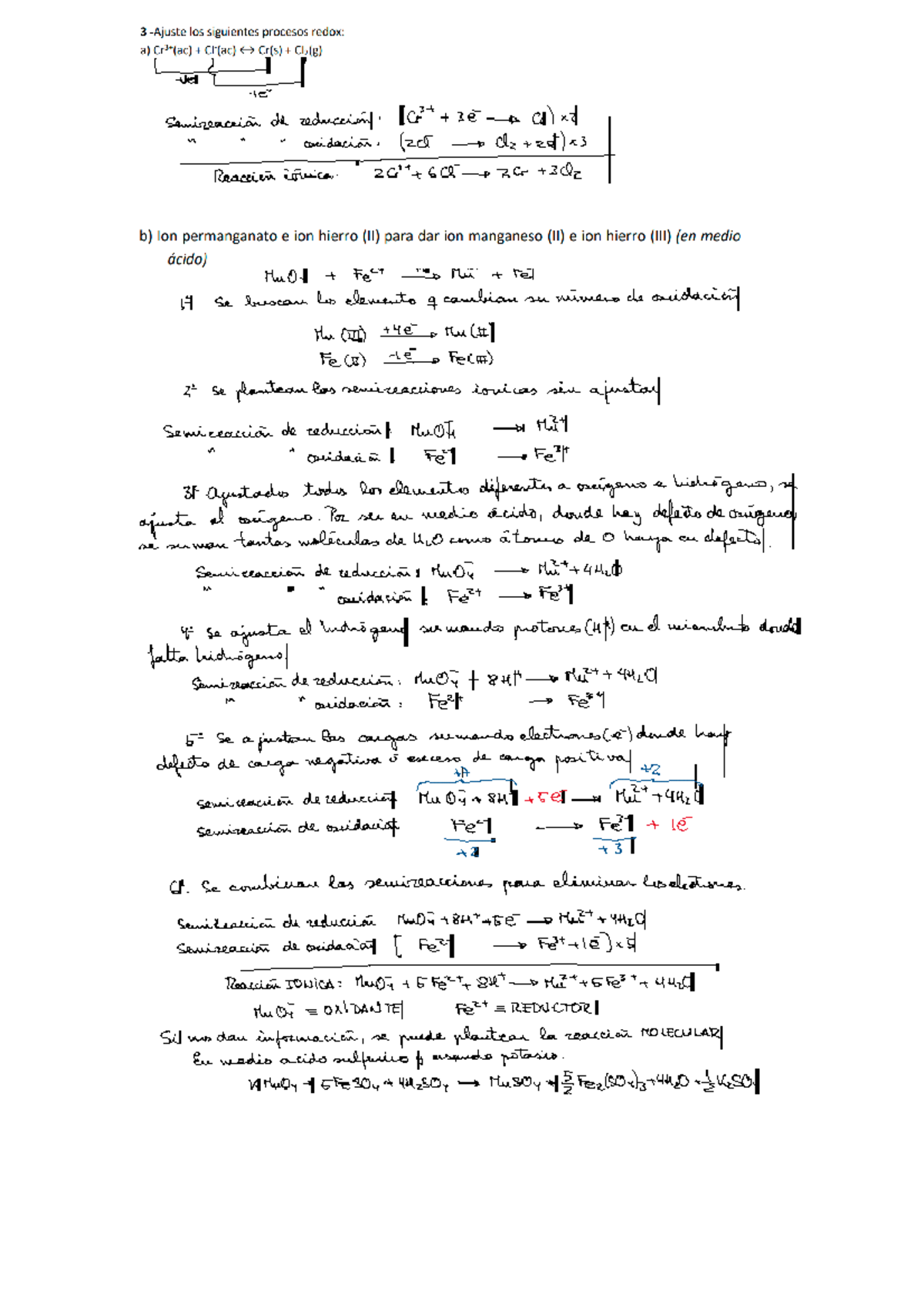 Electroquimica - Apuntes - semireacciones iónicas se ajusta el cloro Se ...