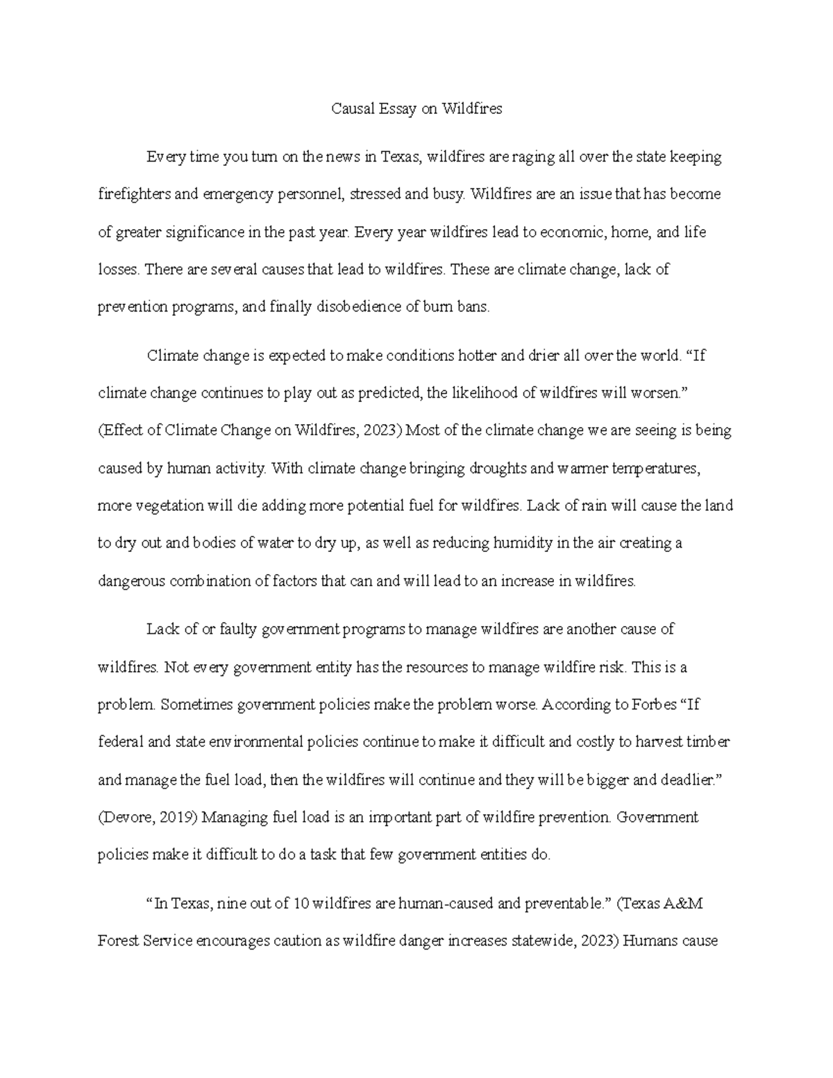 Comp 1 Task 3 - task 3 - Causal Essay on Wildfires Every time you turn ...