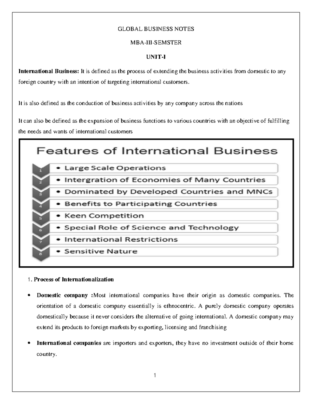 Global Business - pra - GLOBAL BUSINESS NOTES MBA-III-SEMSTER UNIT-I ...