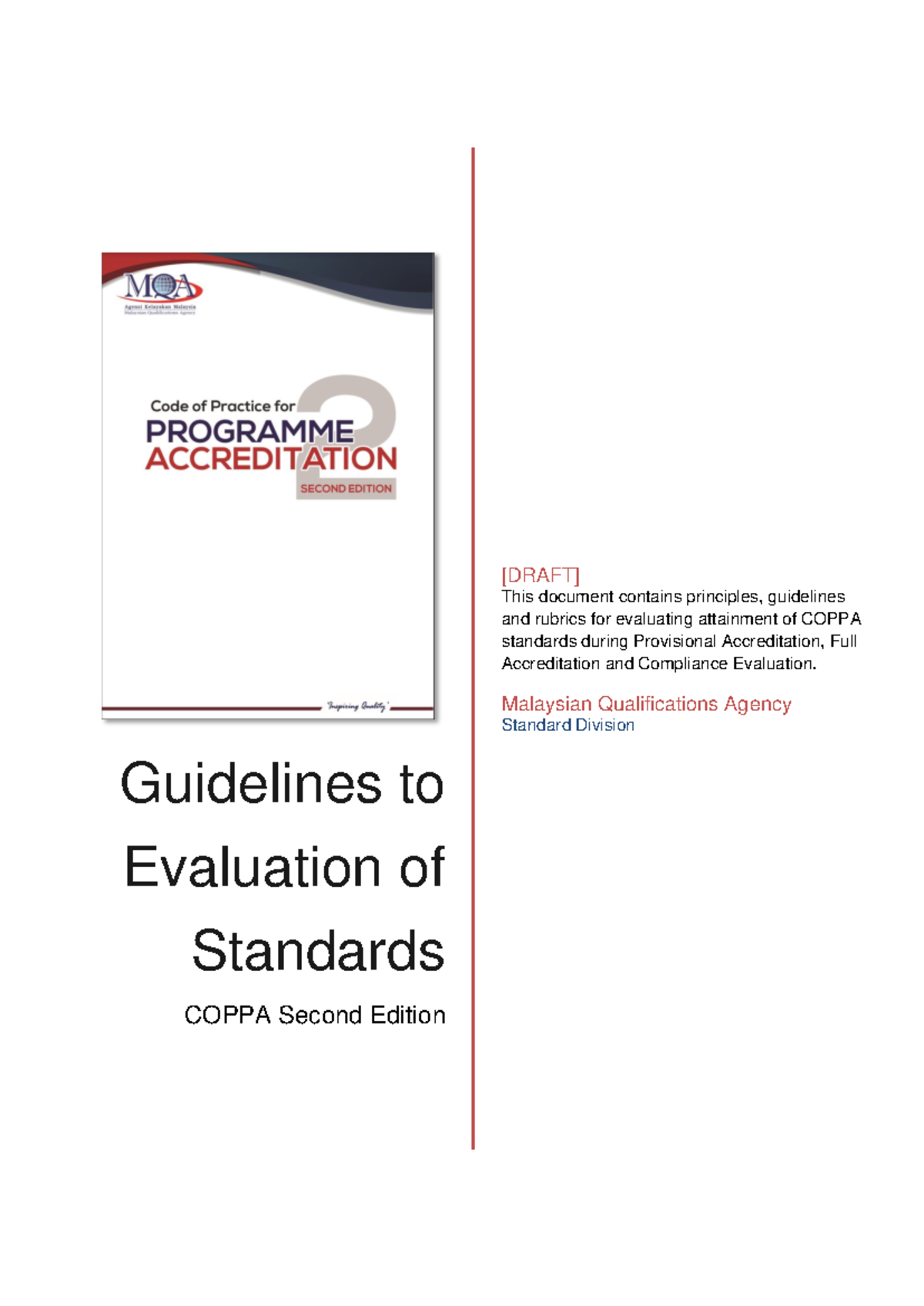 Guidelines to Evaluation of Standards Coppa - Guidelines to Evaluation ...
