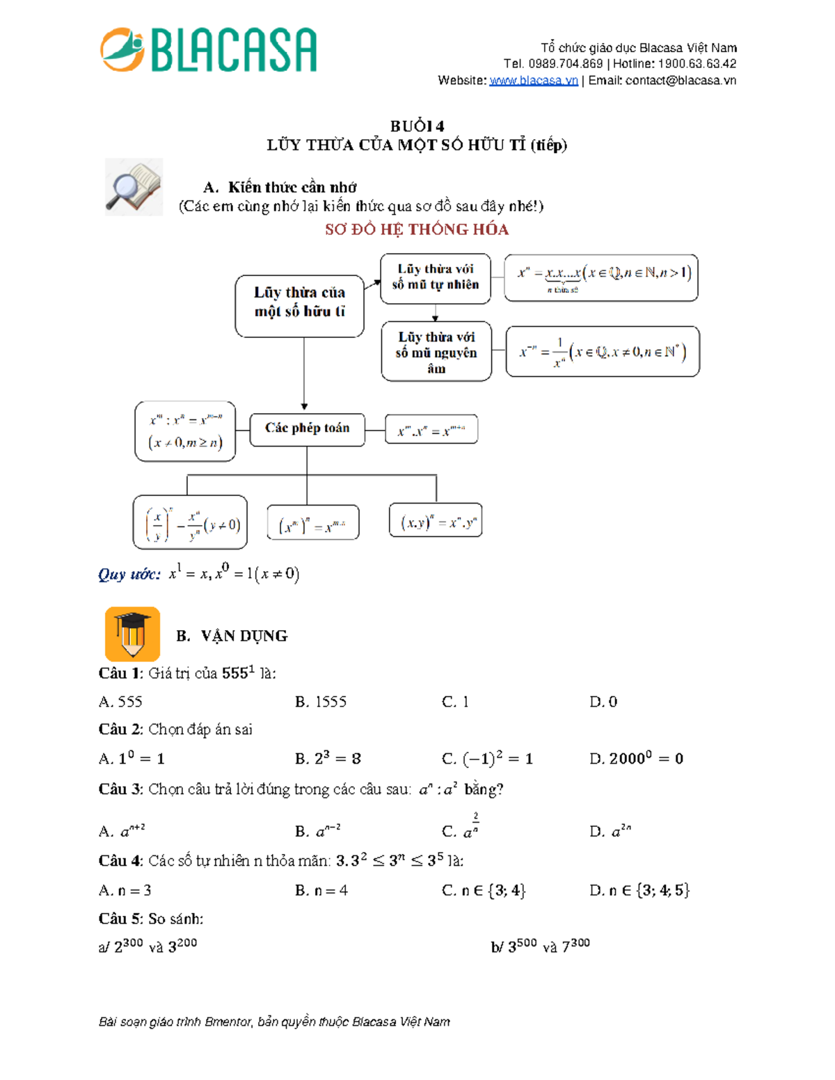 Buoi 4 luy thua cua mot so huu ti tiep - Tổ chức giáo dục Blacasa Việt Nam Tel. 0989.704 ...