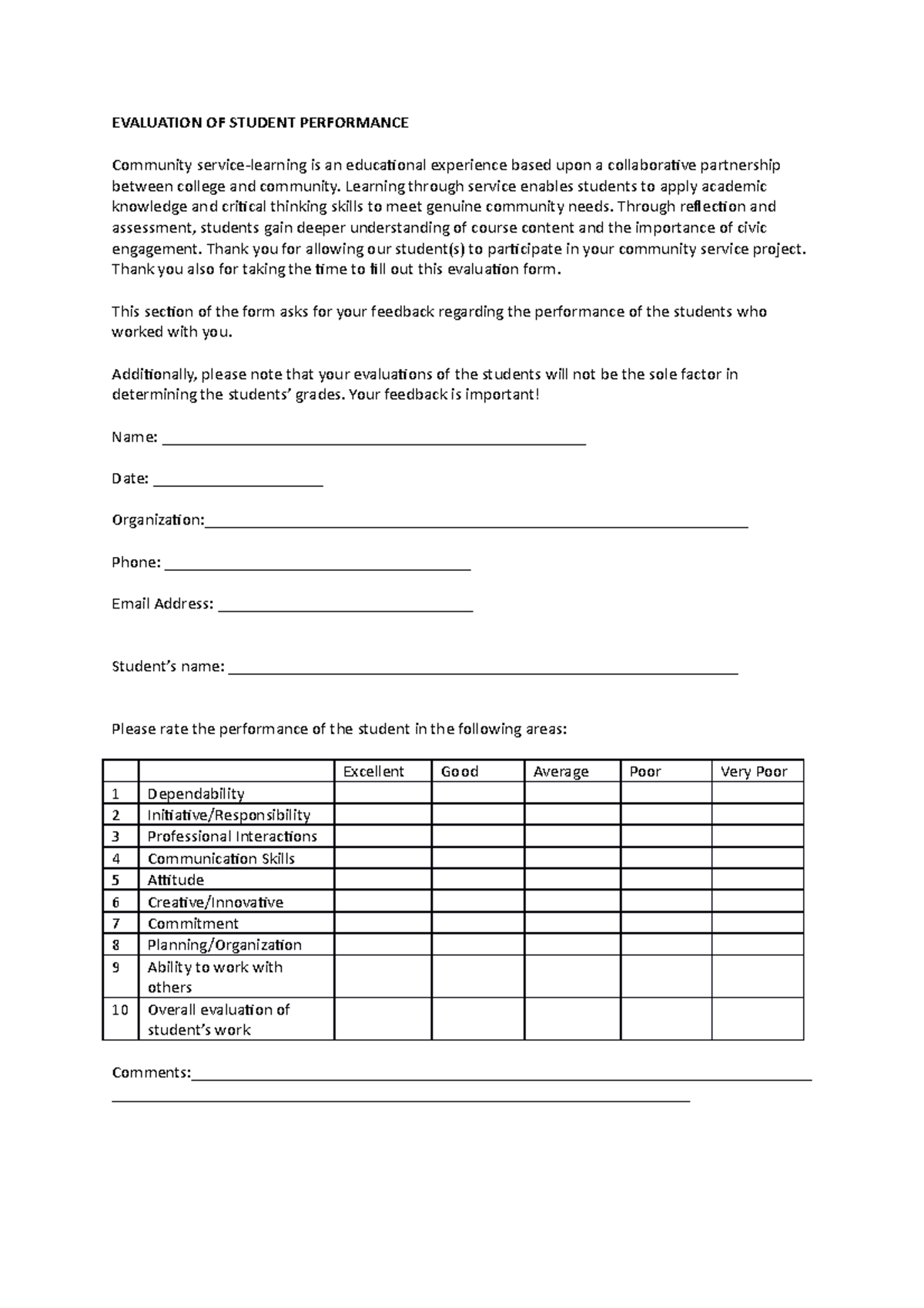 EDU620 Evaluation OF Student Performance - EVALUATION OF STUDENT ...
