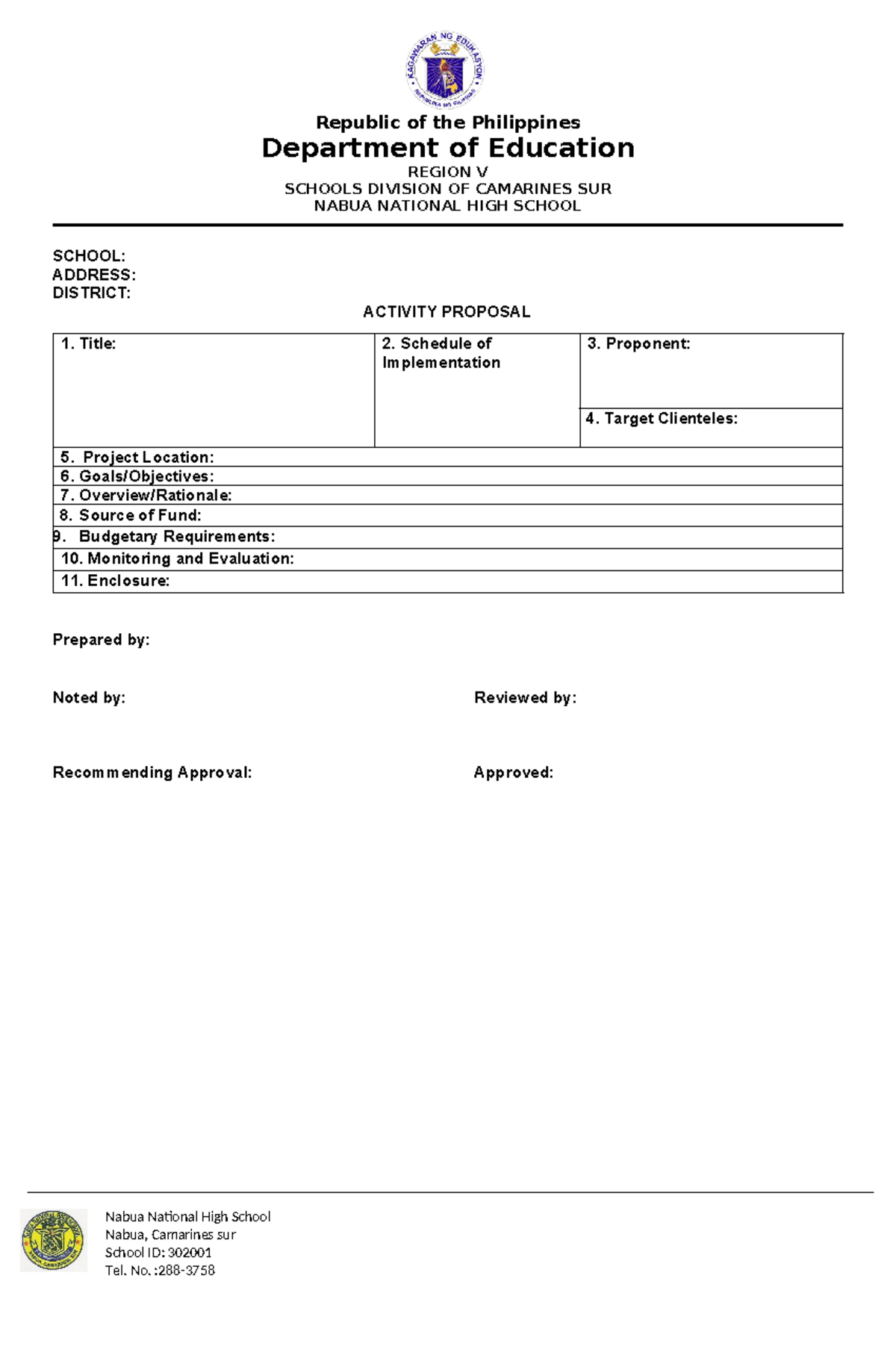 Proposal- Template - Republic of the Philippines Department of ...