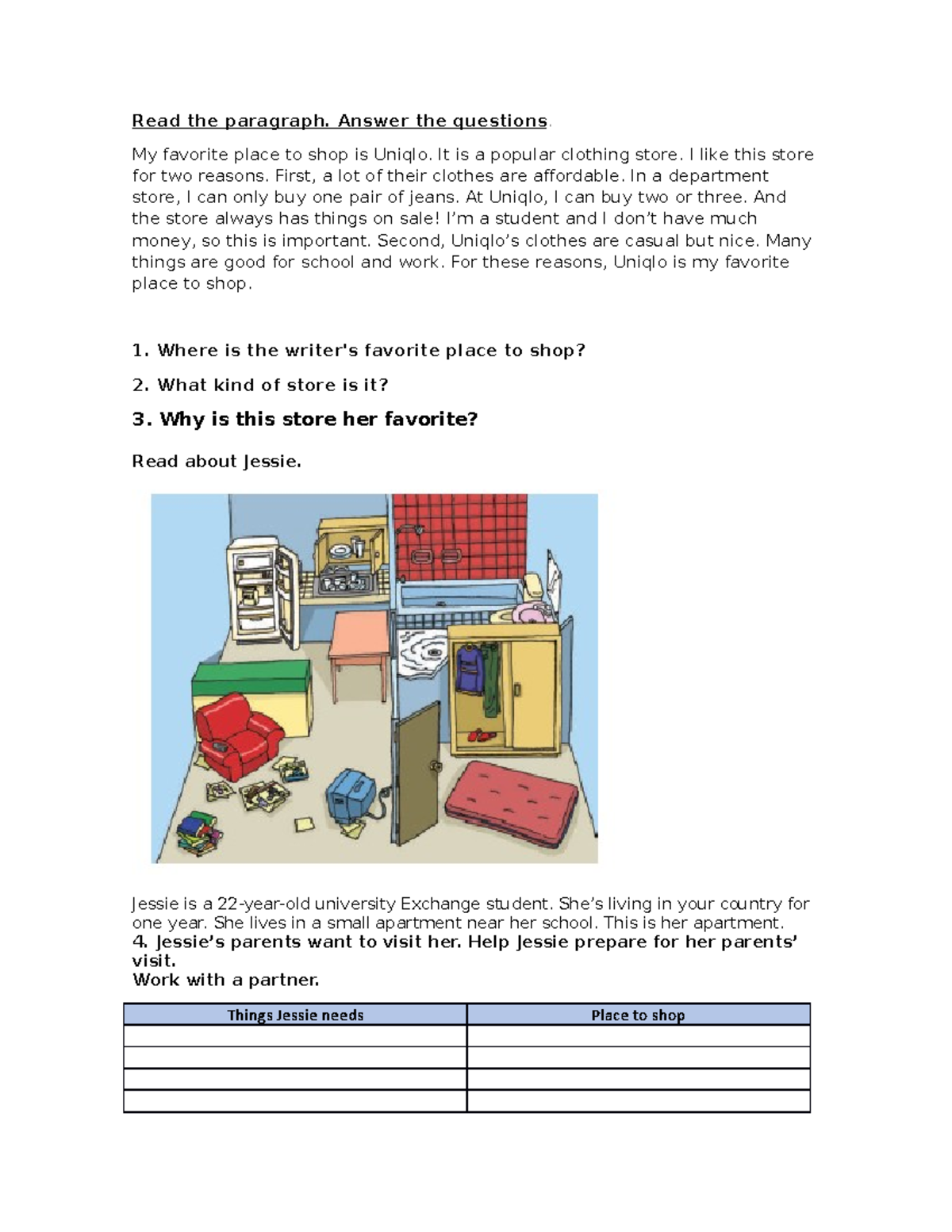 Writing activity (1) - adfadf - Read the paragraph. Answer the ...