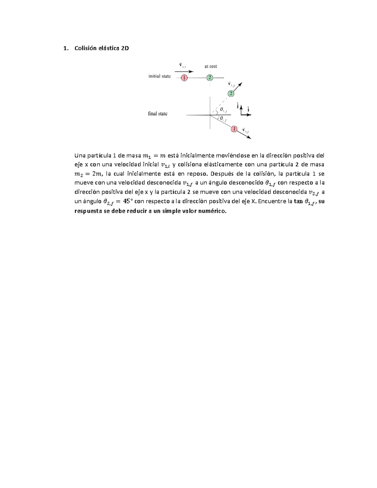 Colisión elástica 2D - ejercicios para el parcial - Colisión elástica ...