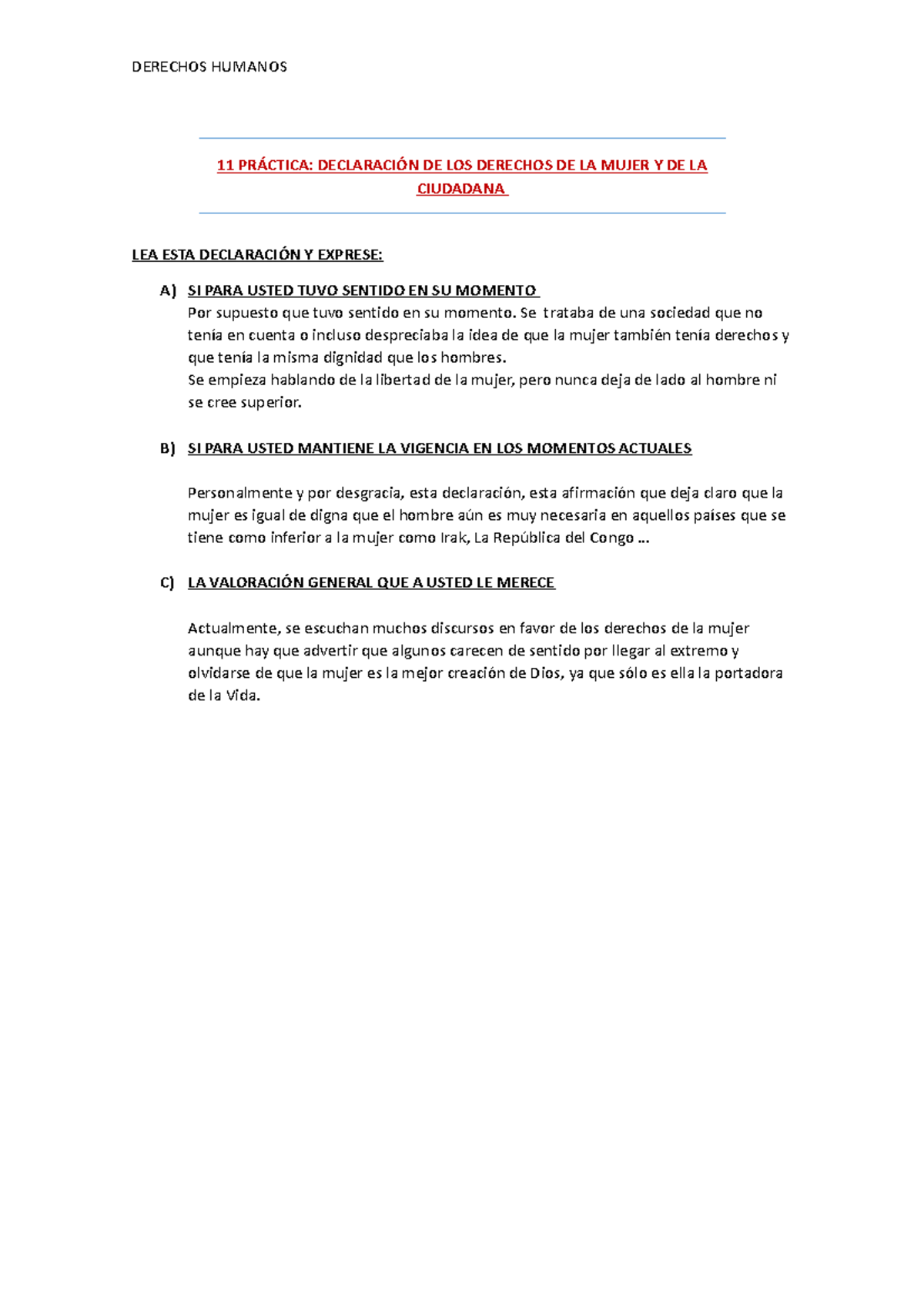 11 Práctica - práctica 11 derechos humanos - DERECHOS HUMANOS 11 ...