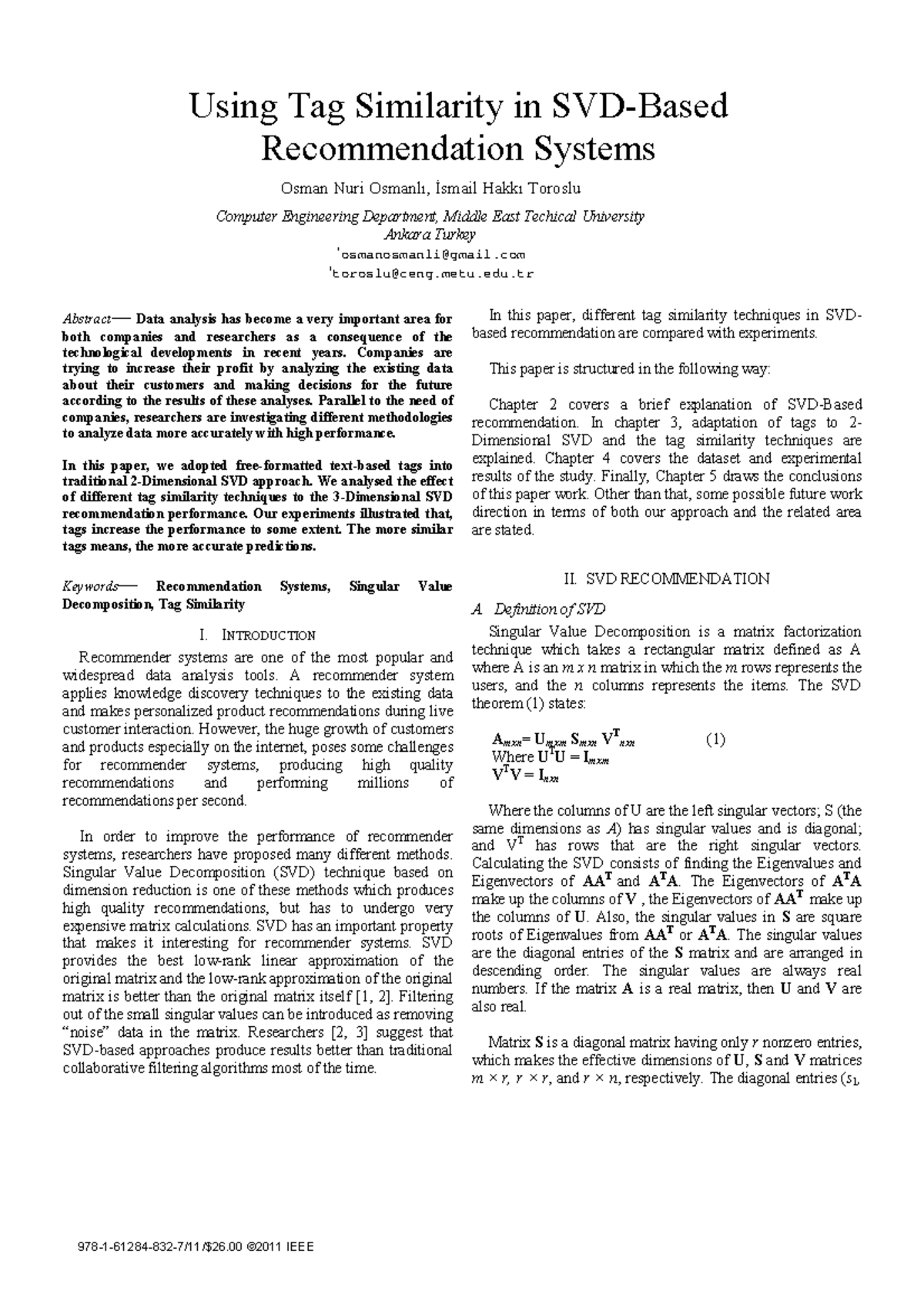 2 Using Tag Similarity In Svd Based Using Tag Similarity In Svd Based Recommendation Systems