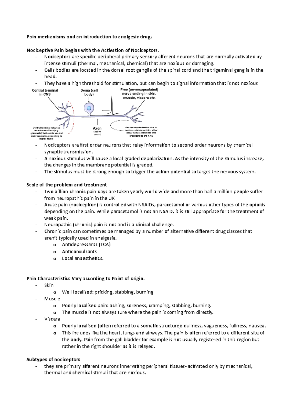 Pain mechanisms and an introduction to analgesic drugs - Pain ...