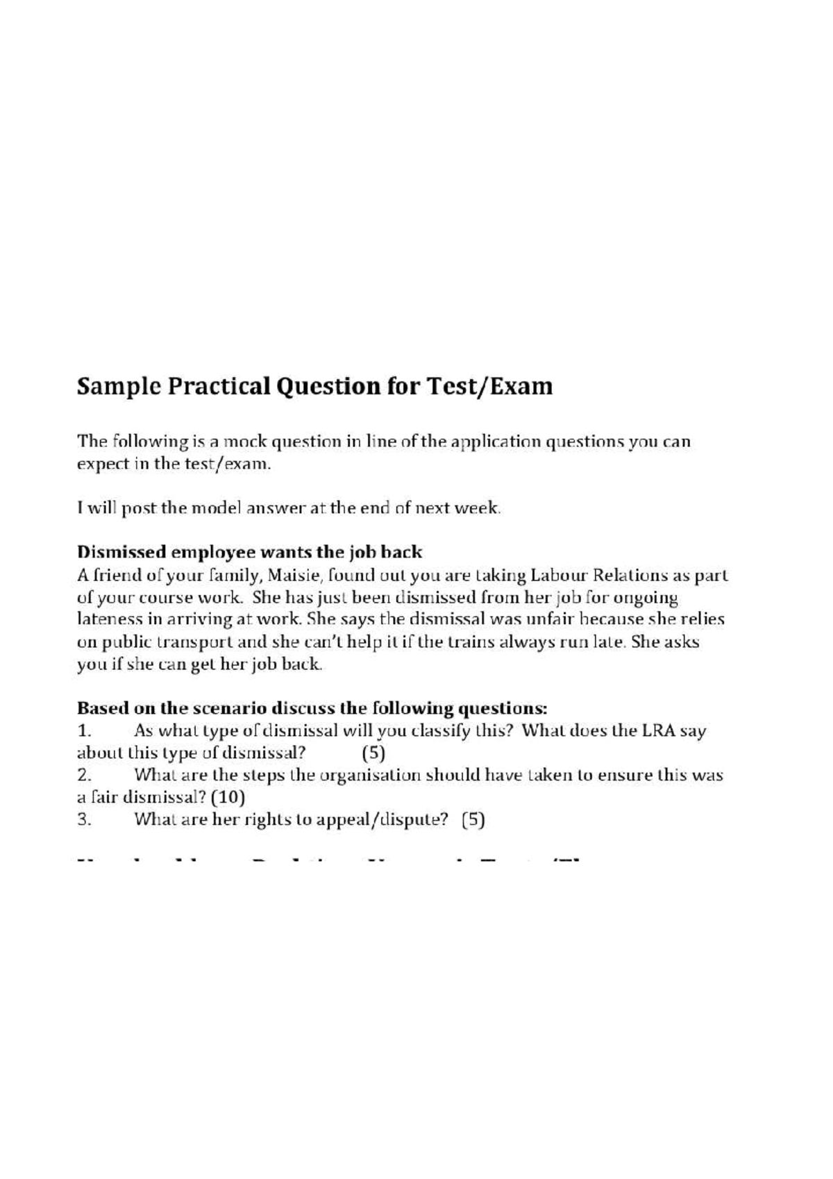 Dismissal & Dispute settlement question - ABV 320 - Studocu