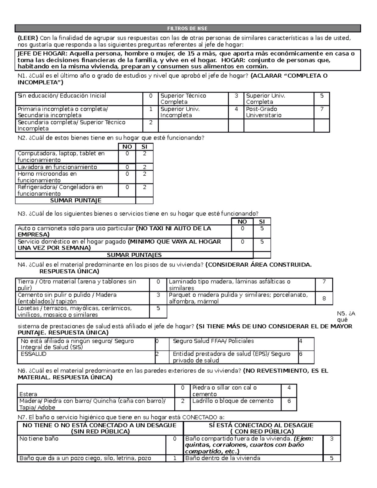 Ficha NSE - nota de lectura - FILTROS DE NSE (LEER) Con la finalidad de ...