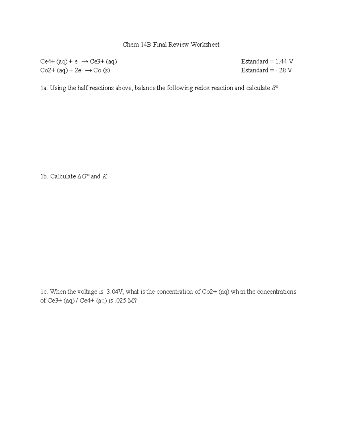 Chem%2014 B%20Final%20Review%20Q%27s - Chem 14B Final Review Worksheet ...