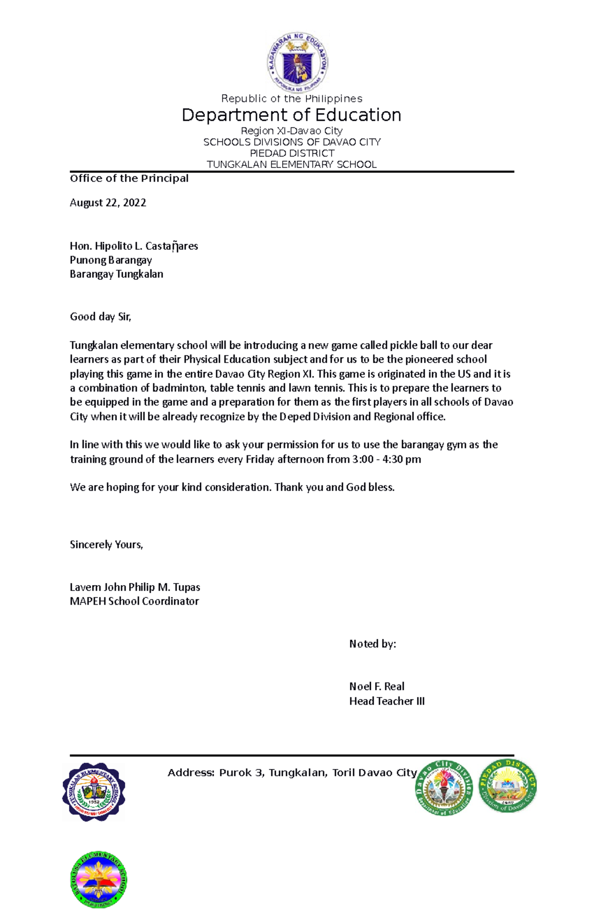 Barangay- Letter - Department of Education Region XI-Davao City SCHOOLS ...