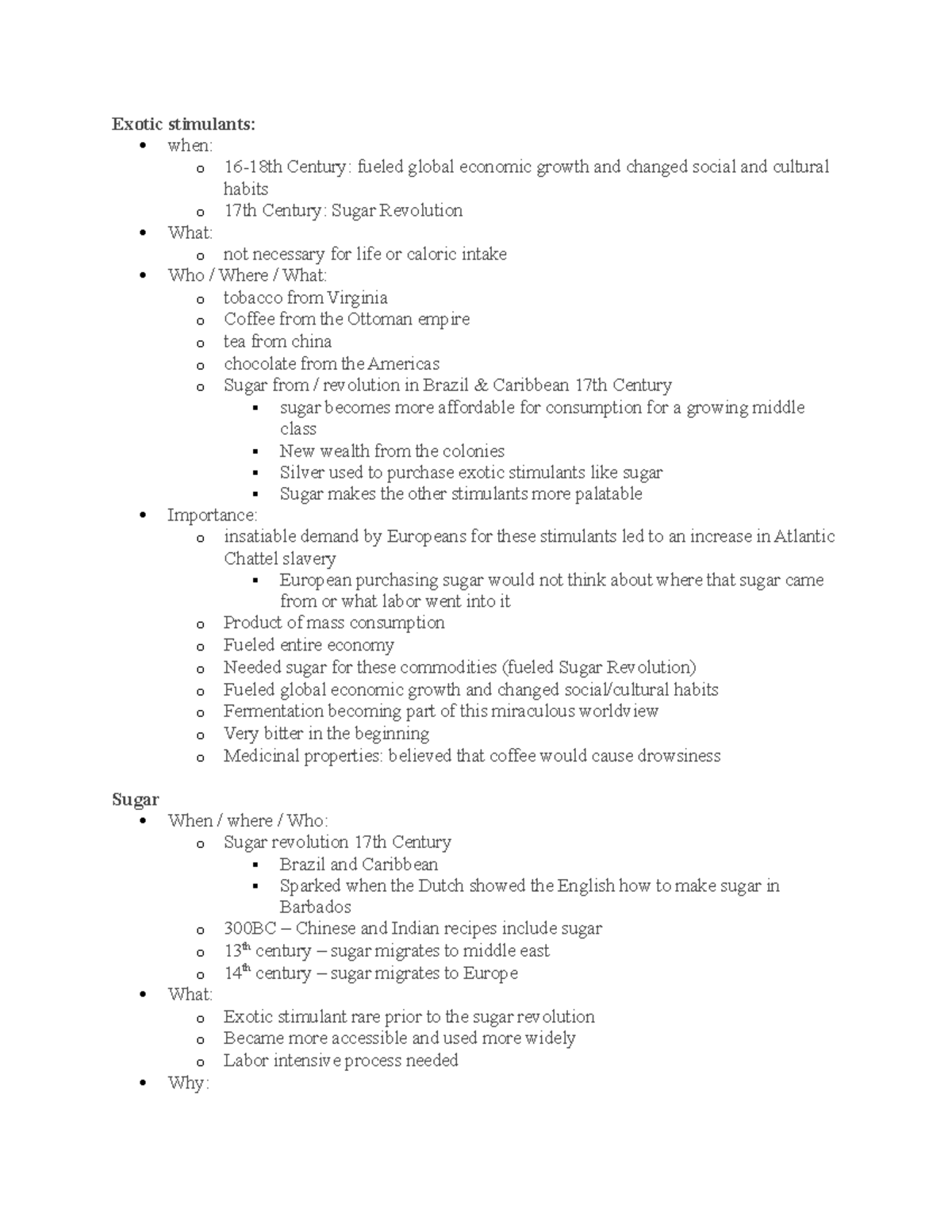 Definitions for exam - Exotic stimulants: when: o 16-18th Century ...