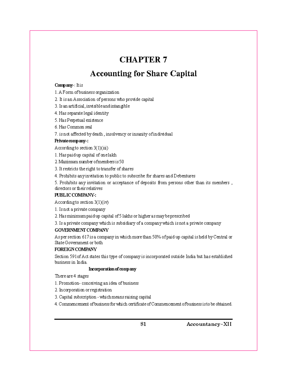 12 accountancy notes CH07 company accounts issue of shares 01 - CHAPTER ...
