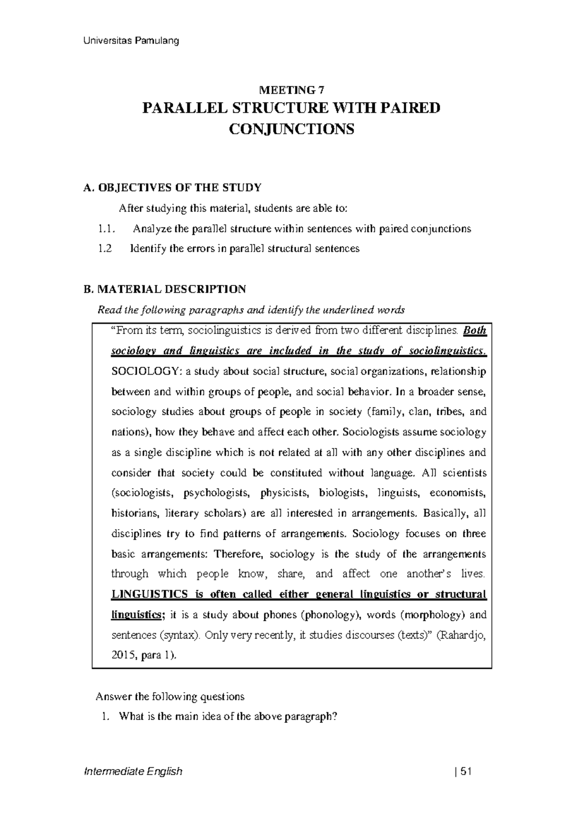 English 2-07- Structured Paired Conjunctions - MEETING 7 PARALLEL ...