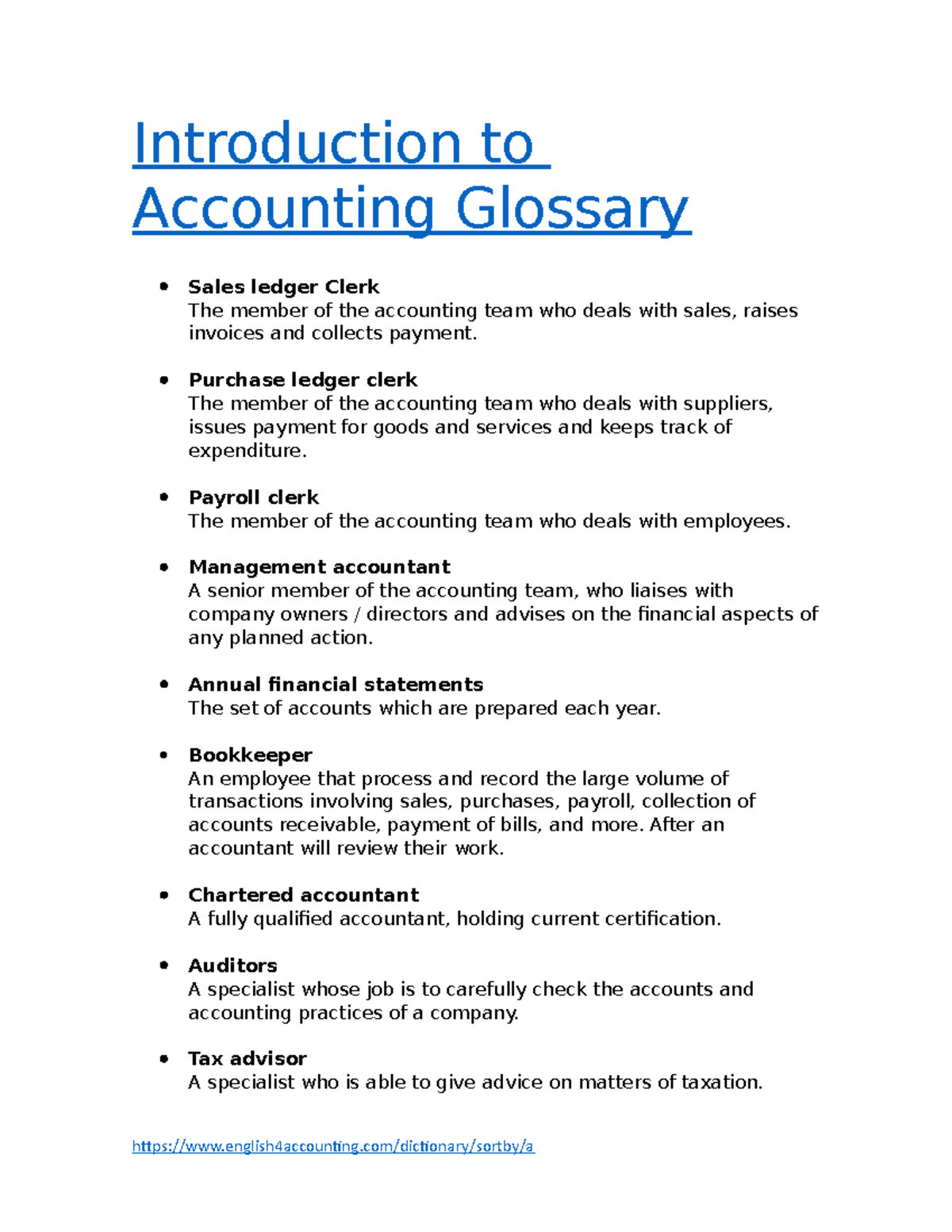 Introduction to Accounting Glossary - Introduction to Accounting ...