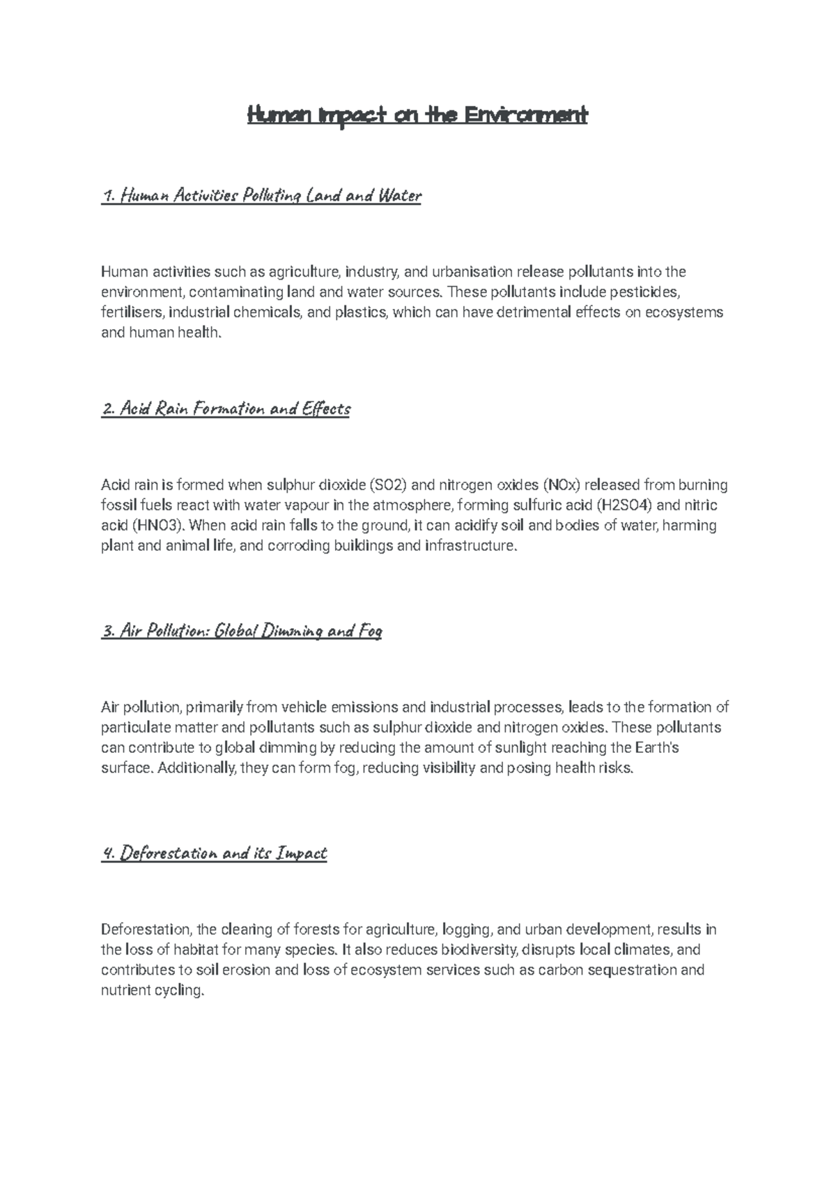 Biology homework 11 03 24 - Human Impact on the Environment Hum Acite ...