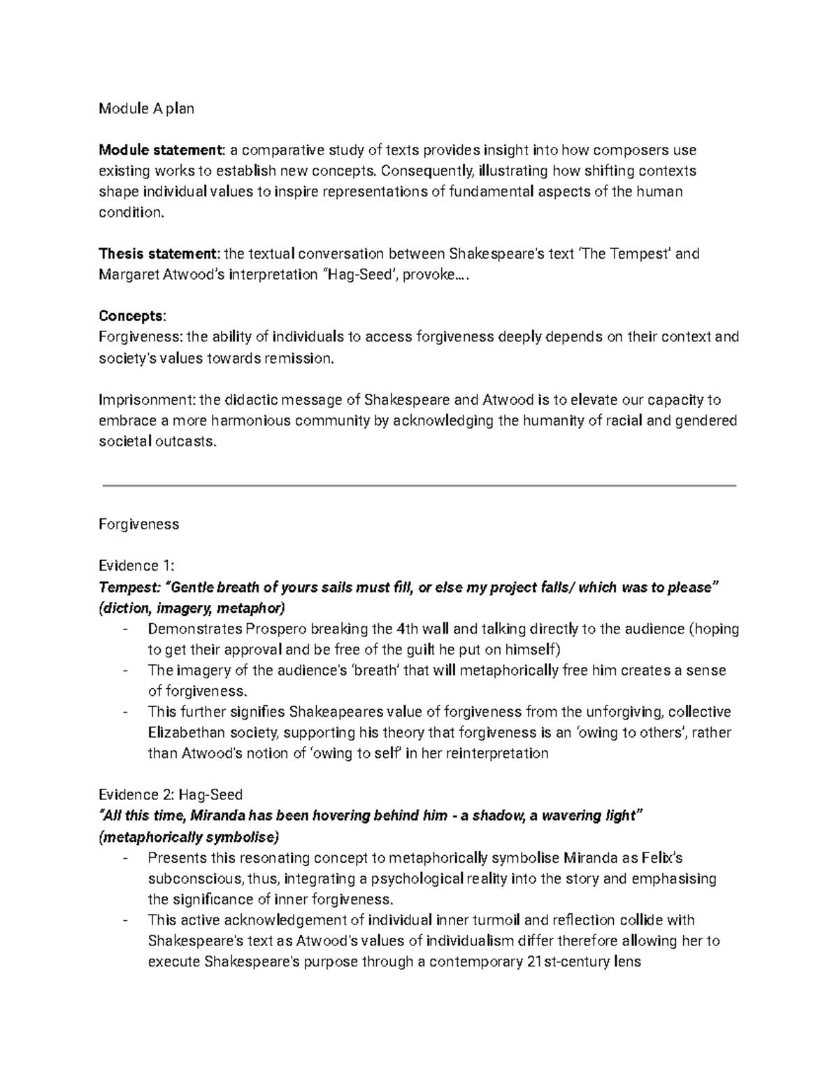 Module A plan - Module A plan Module statement: a comparative study of ...
