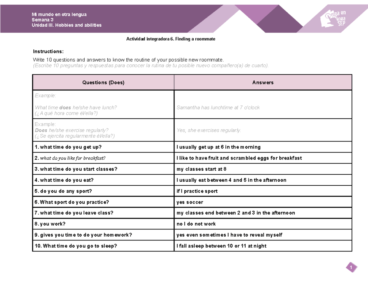 Palacioscruzadrianaelvira tarea 6 - Instructions: Write 10 questions ...